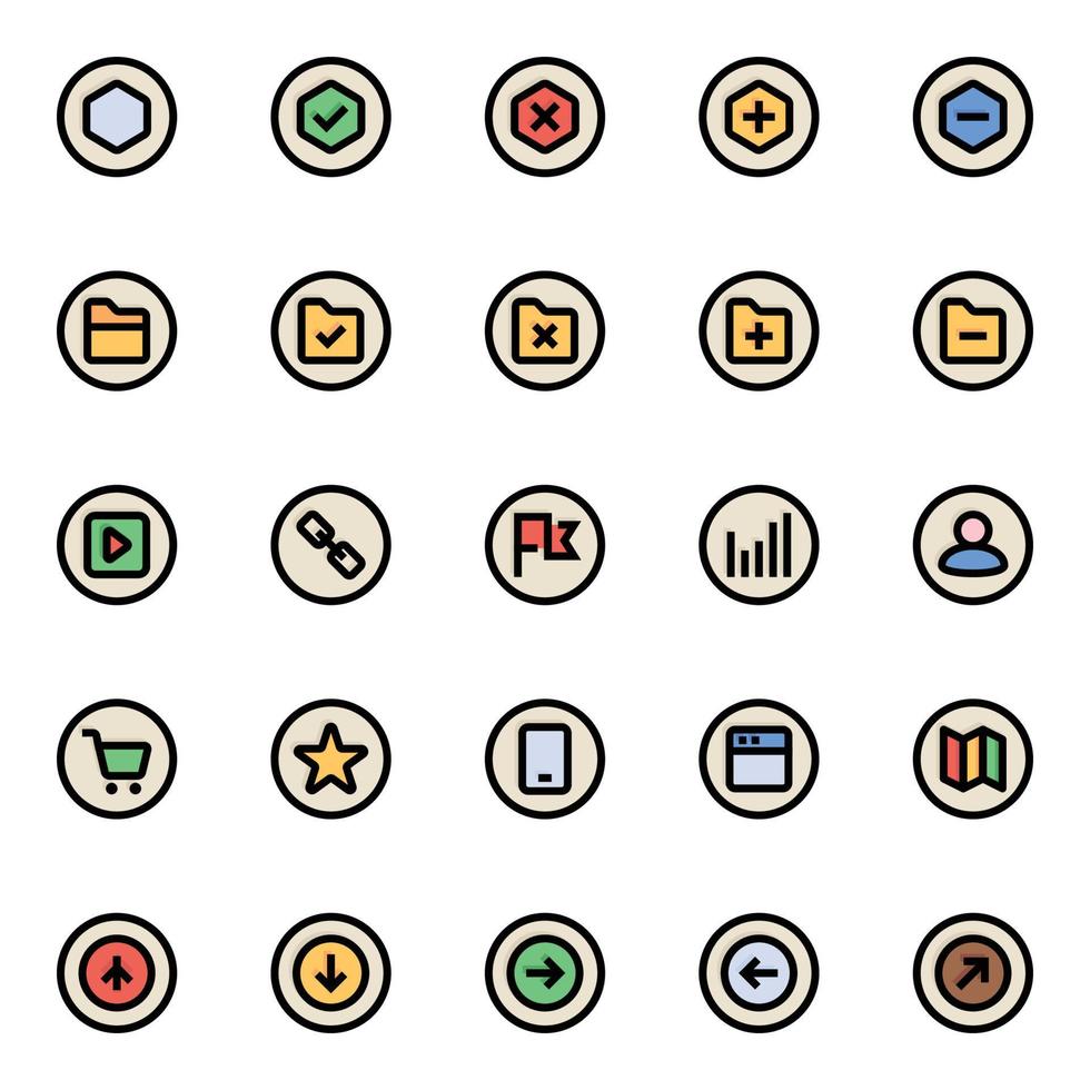Filled color outline icons for ui ux. 20149990 Vector Art at Vecteezy