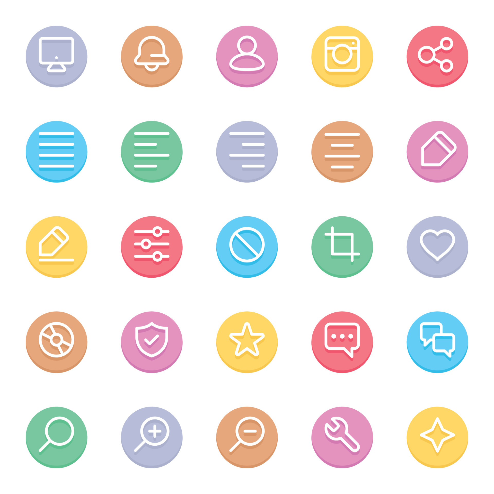 Circle color outline icons for Web and mobile. 20150006 Vector Art at ...