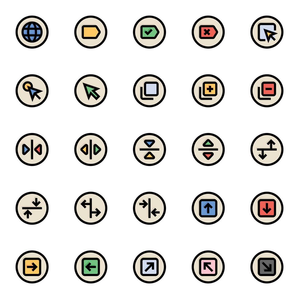 Filled color outline icons for ui ux. 20150165 Vector Art at Vecteezy