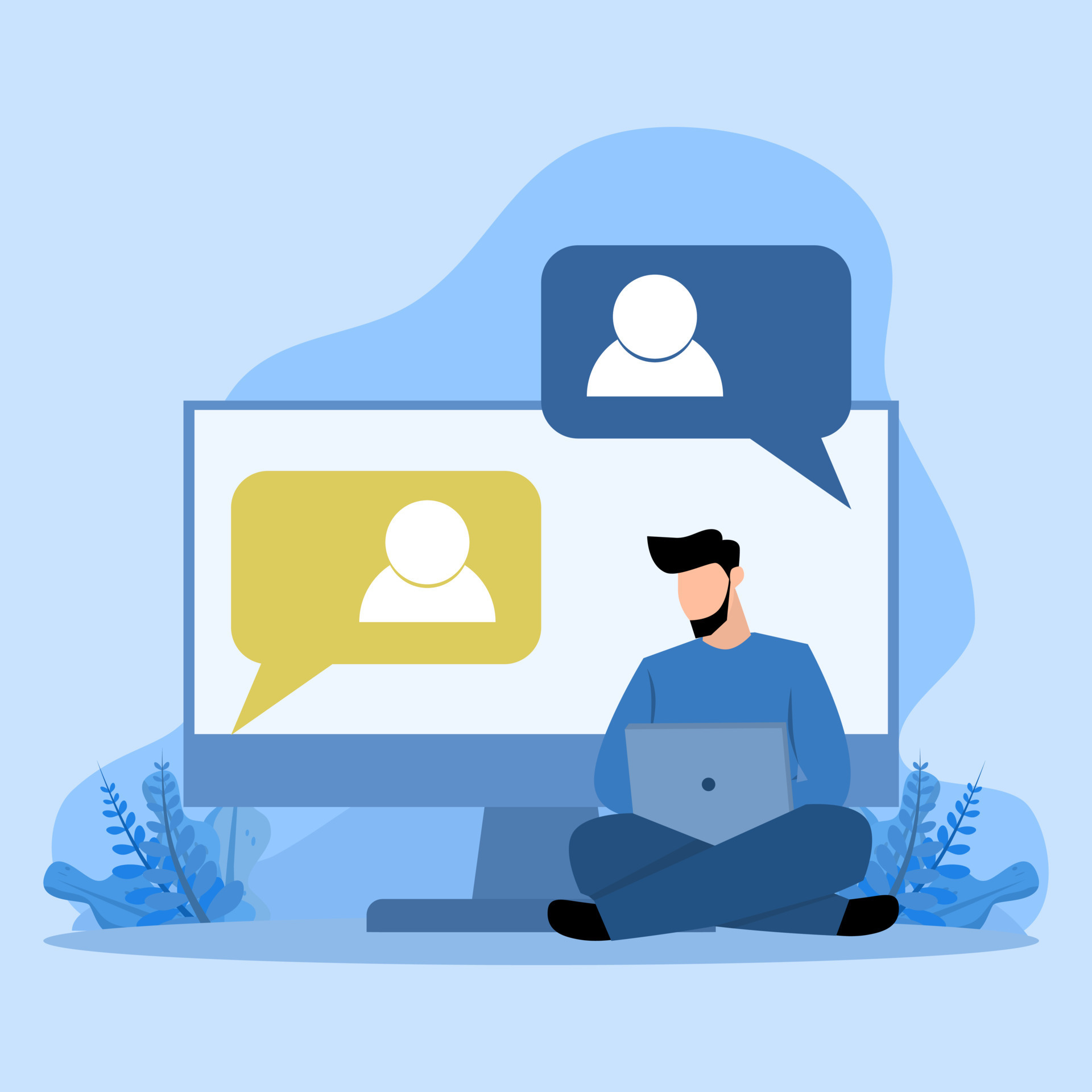 Online classes meet vector concept. Young male schoolteacher, college ... Online classes meet vector concept. Young male schoolteacher, college ...