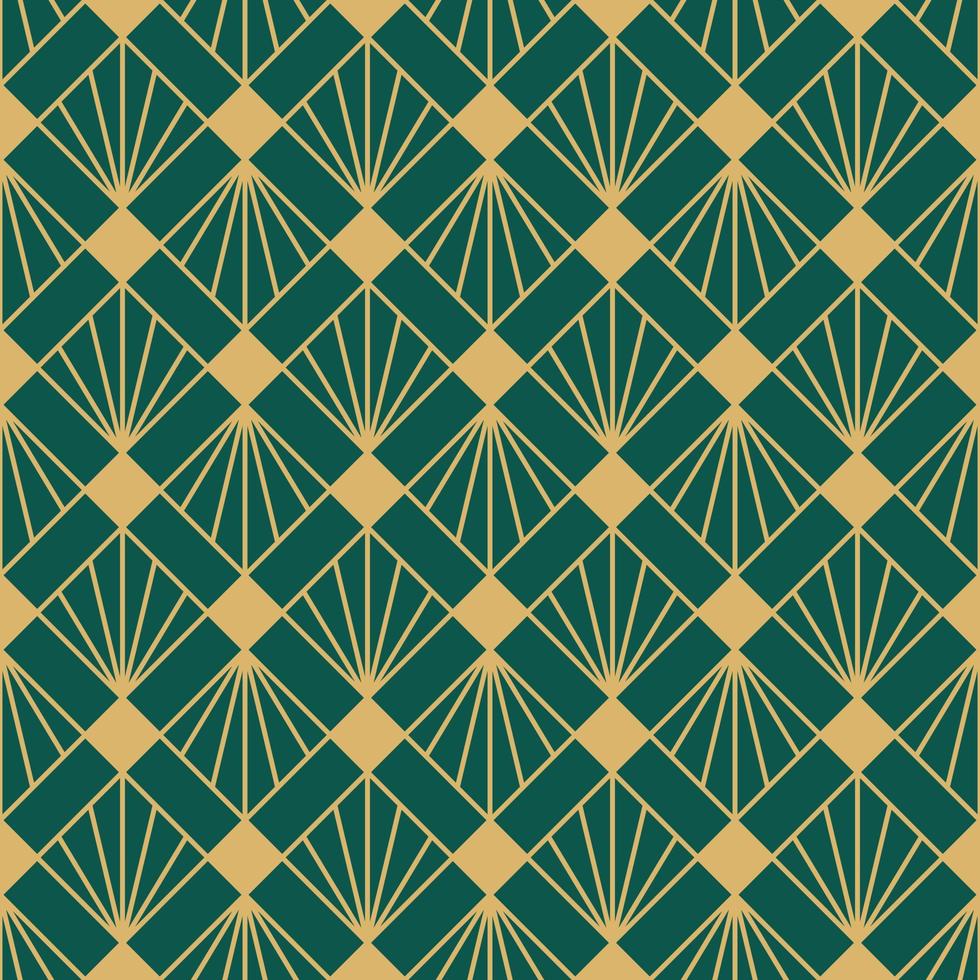 Vintage Art Deco Seamless Pattern Line Art Geometric Gold Shapes Modern Ornaments Vector