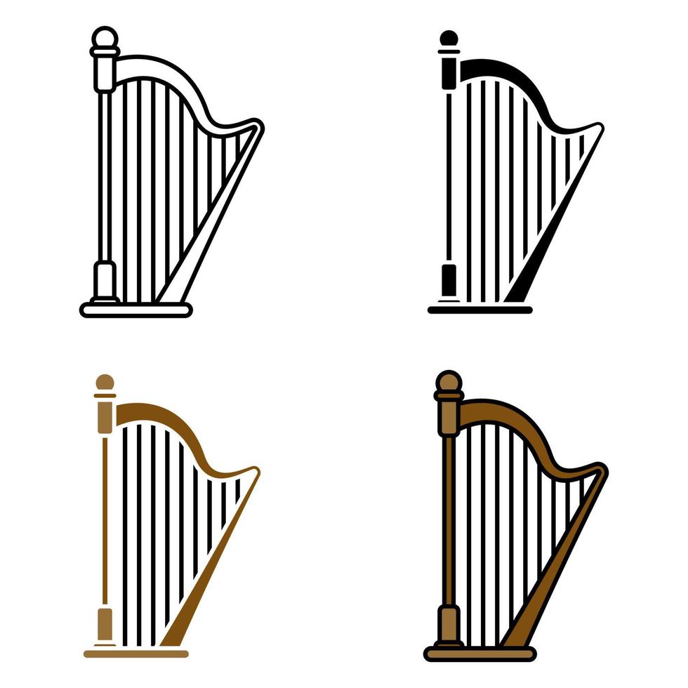 Harp in flat style isolated 20167649 Vector Art at Vecteezy