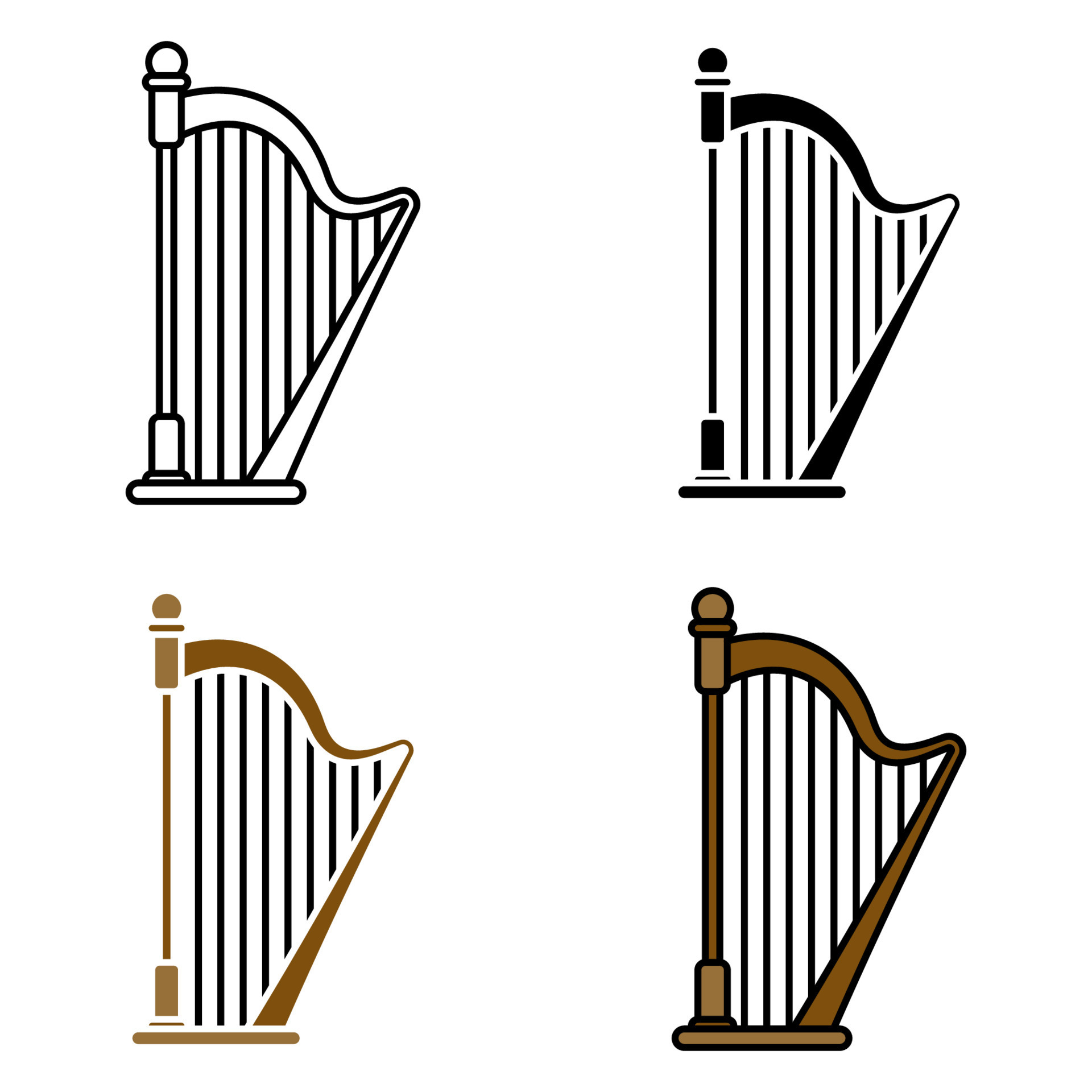 Harp in flat style isolated 20167649 Vector Art at Vecteezy