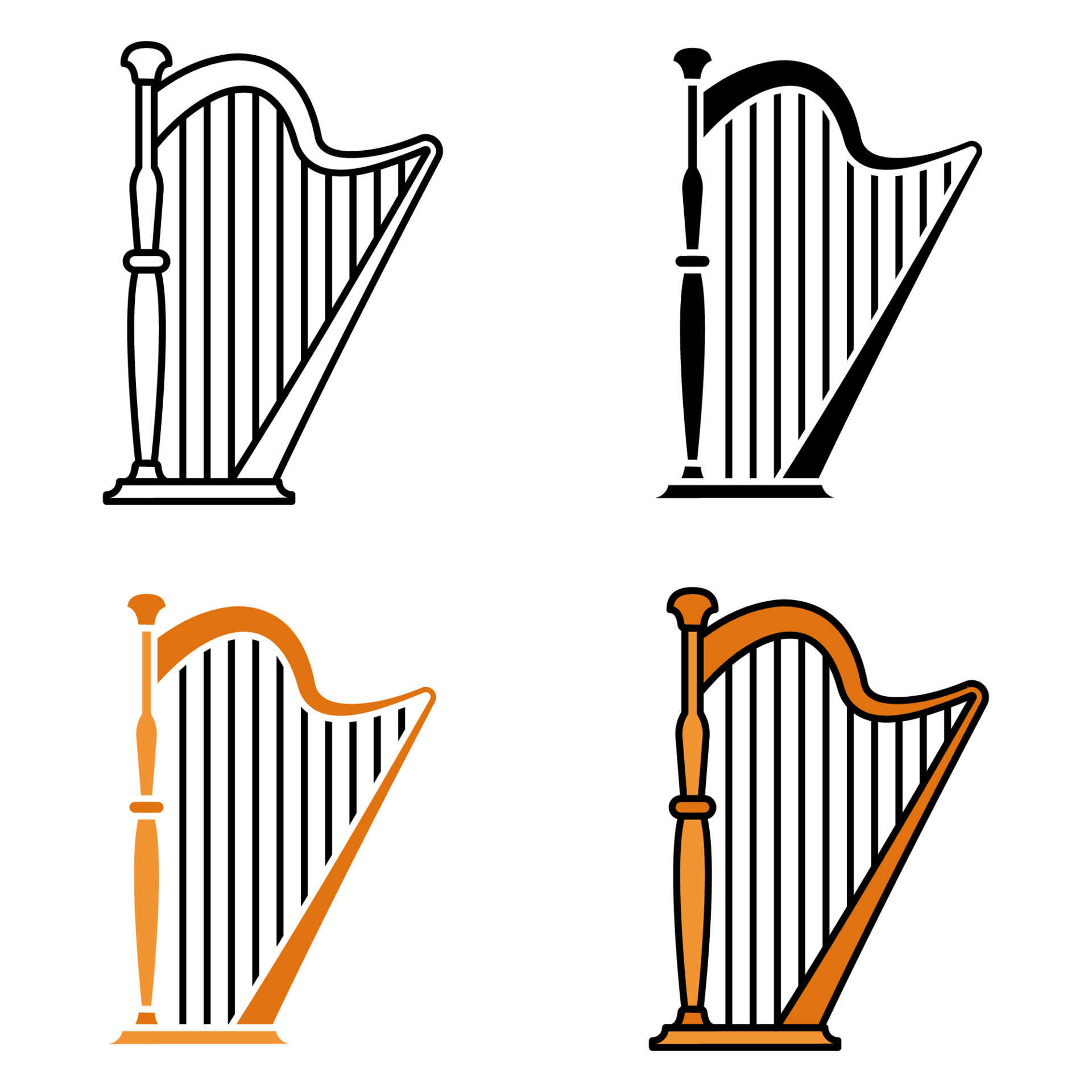 Harp in flat style isolated 20167807 Vector Art at Vecteezy