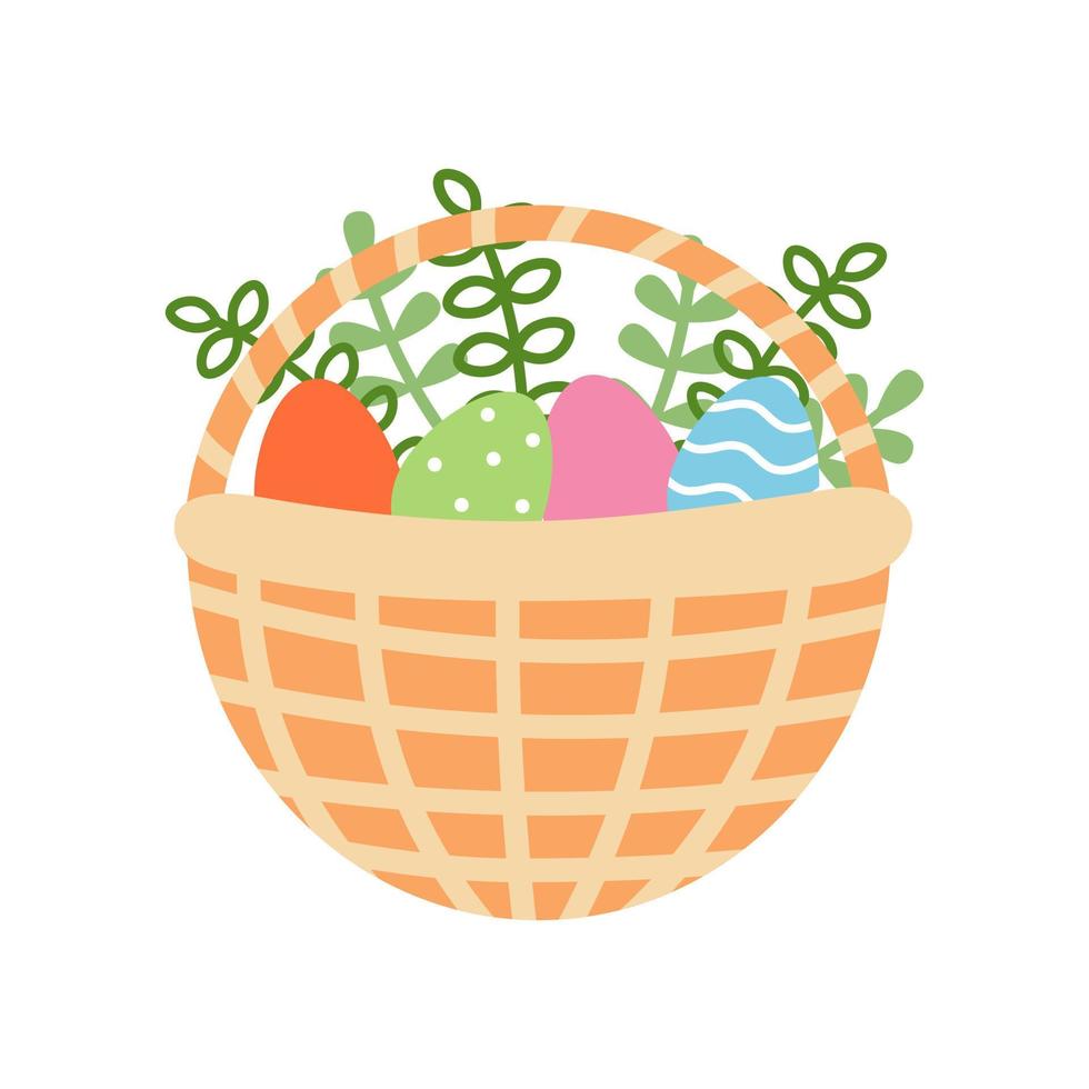 Vector cute basket of eggs. Easter clipart. 20168751 Vector Art at Vecteezy