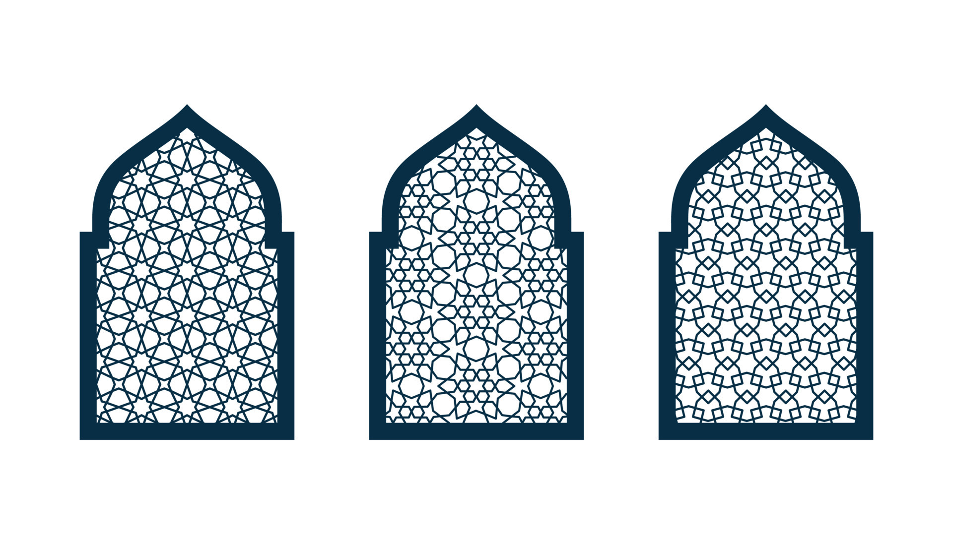 Set Of Silhouettes Arabic Doors Or Windows Vector Cnc Pattern Laser Cutting Vector Template