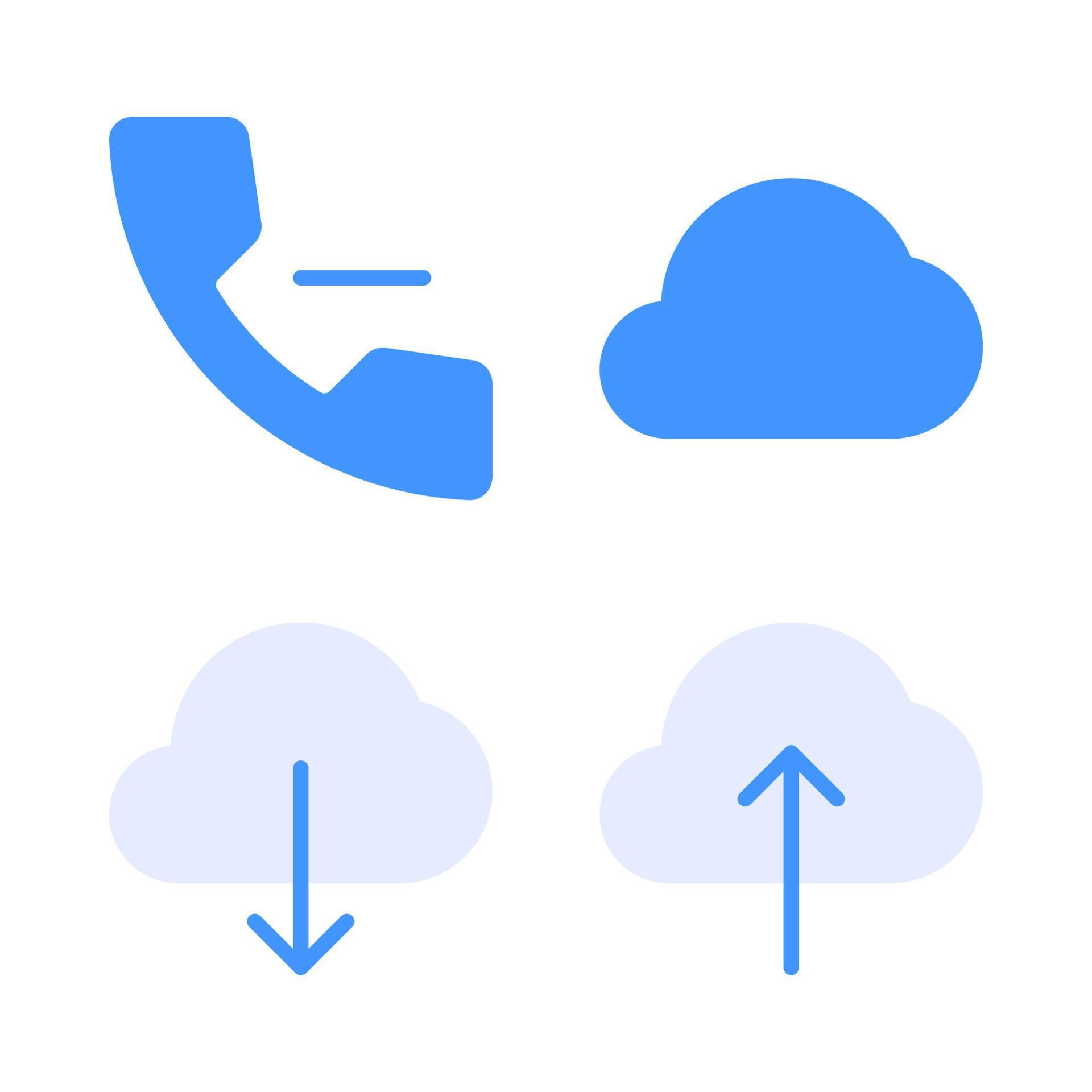 User Interface icons set. Delete phone, cloud, cloud download, cloud upload. Perfect for website ...