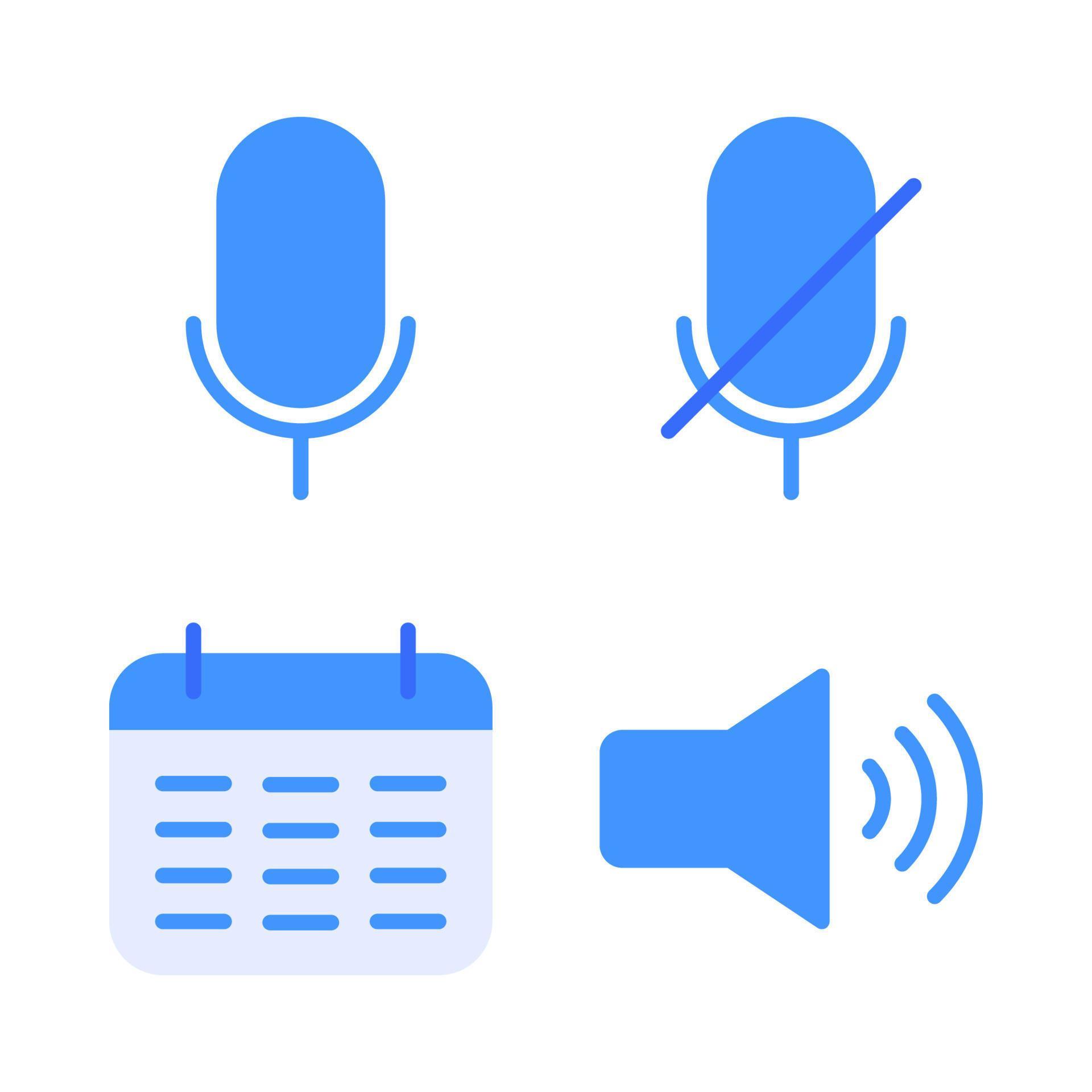 User Interface Icons Set Microphone Mic Mute Schedule Audio Perfect For Website Mobile App