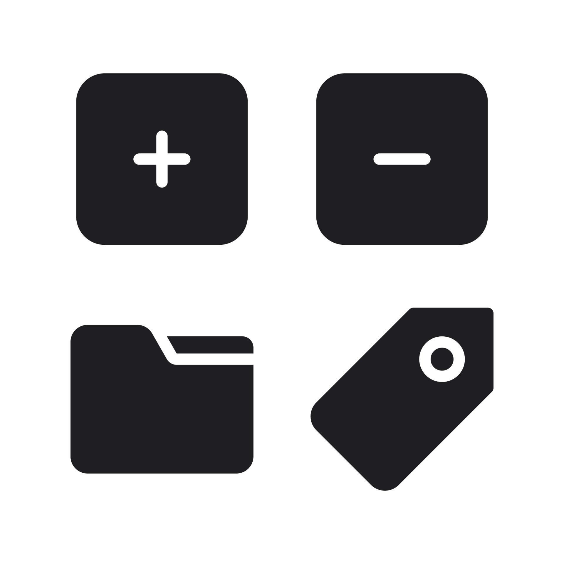 User Interface icons set. add, delete, folder, label. Perfect for ...