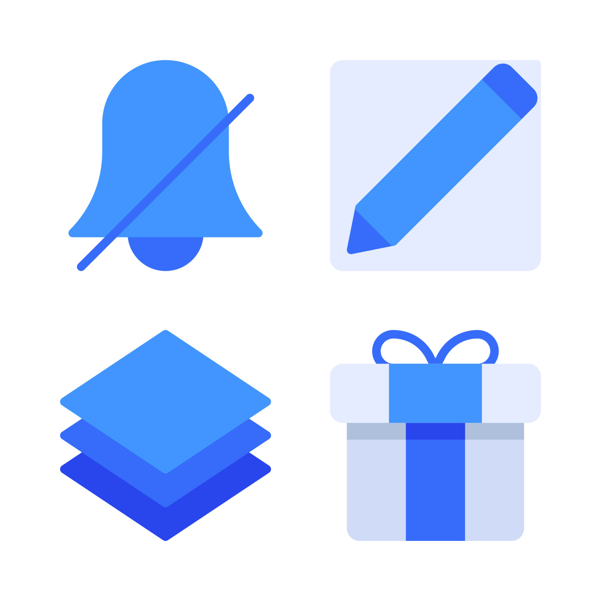 User Interface Icons Set Silent Bell Pencil Layers T Box Perfect For Website Mobile App