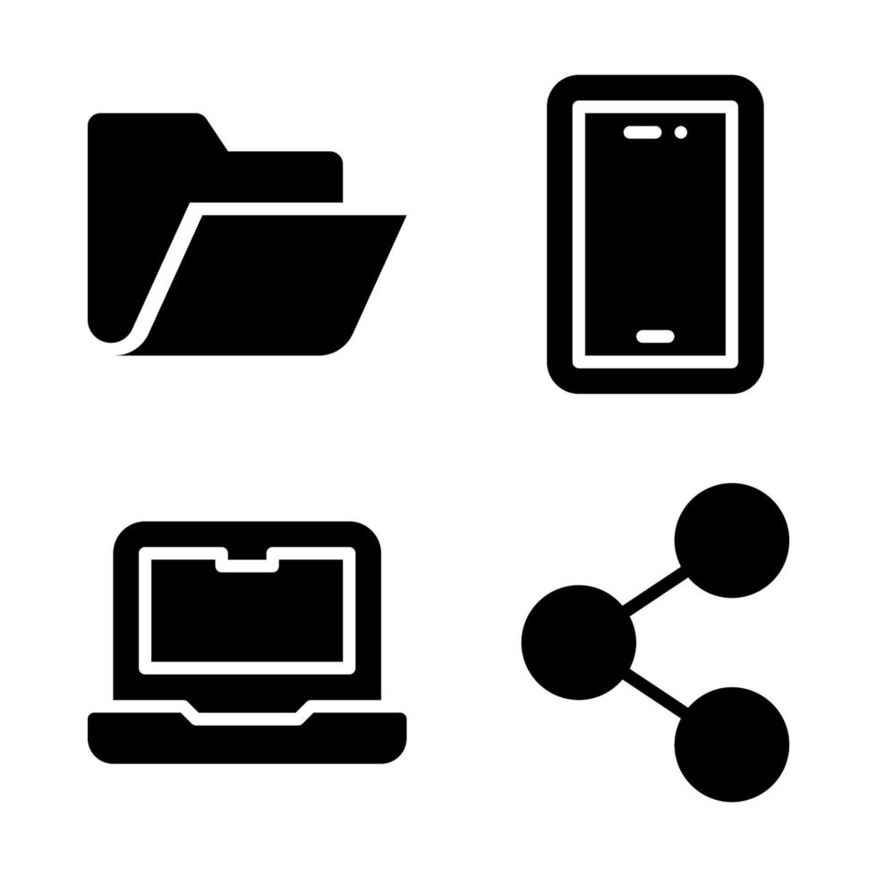 User Interface icons set. Open folder, smartphone, laptop, share ...