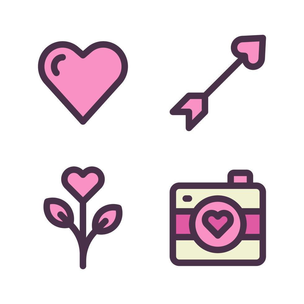 Romance icons set. love, arrow, flower, camera. Perfect for website mobile app, app icons ...