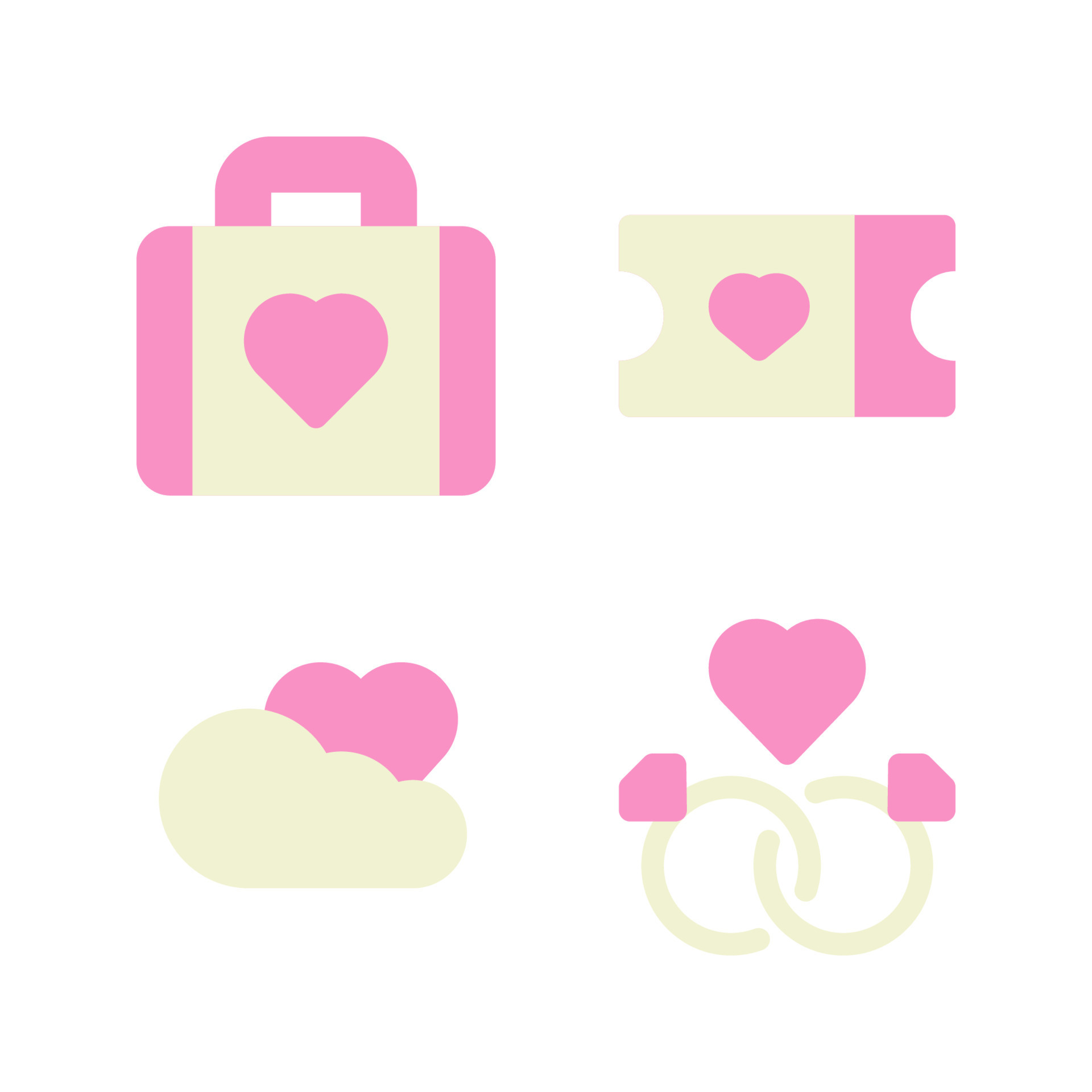 Romance icons set. briefcase, ticket, cloud, ring. Perfect for website mobile app, app icons ...
