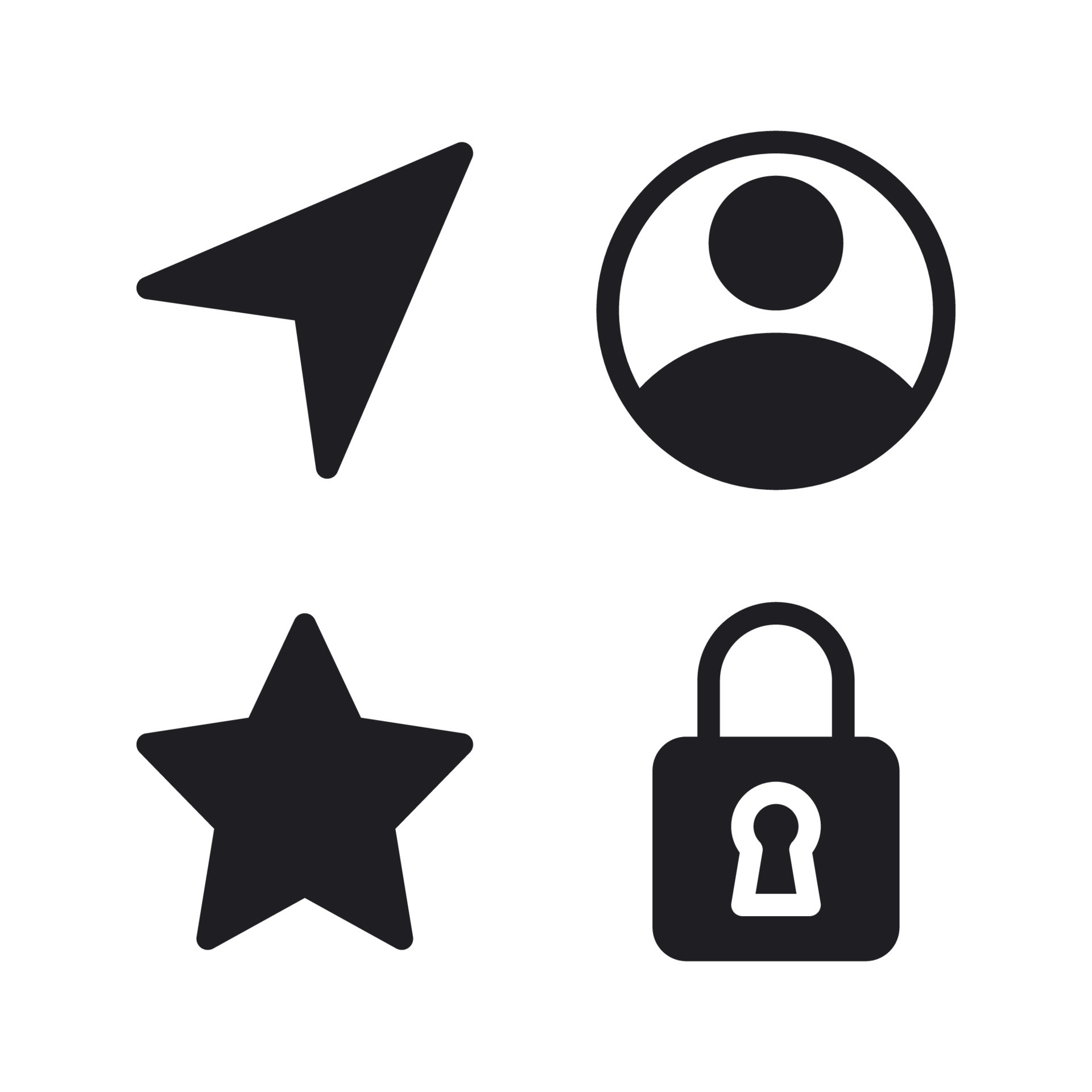 User Interface icons set. Share, user, star, locked. Perfect for ...