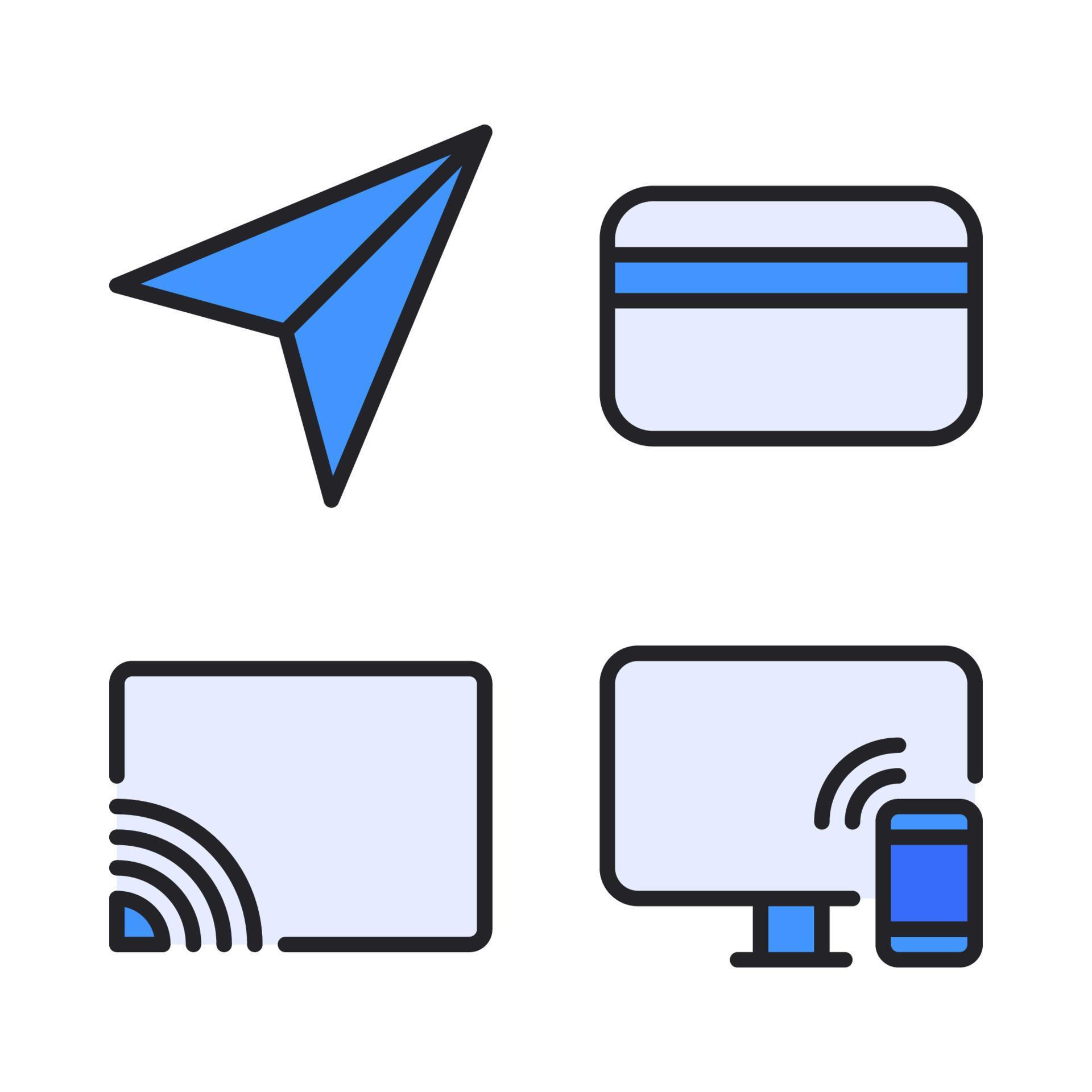 User Interface icons set. Paper plane, credit card, wifi connection ...