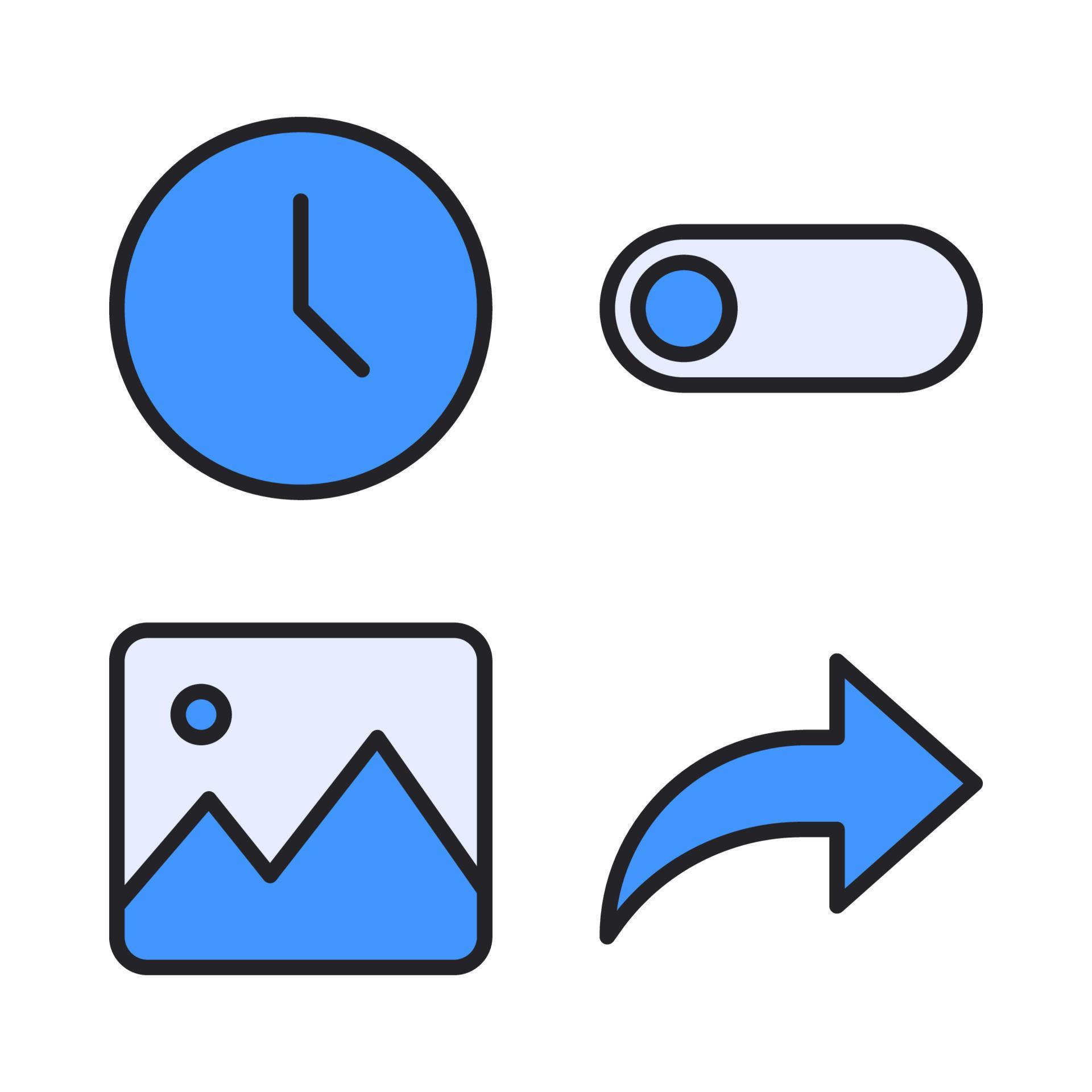 User Interface Icons Set Time Toggle Button Images Share Perfect For Website Mobile App