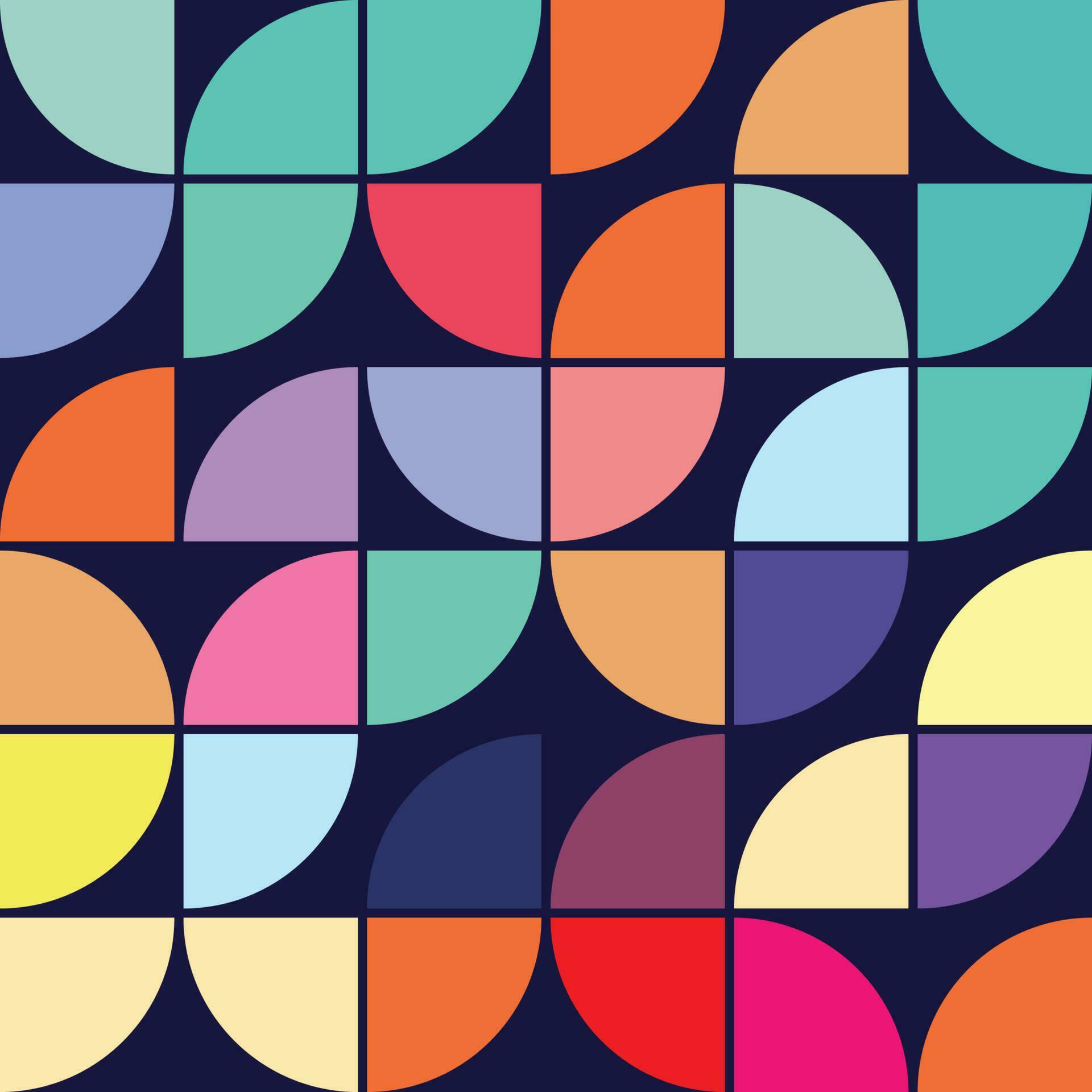 70's Geometric shapes pattern. Vintage Style Mid Century Modern Vector seamless repeat perfect ...