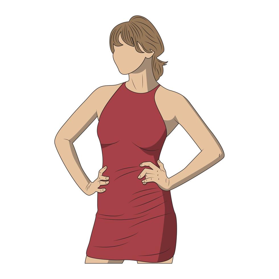 Vector Woman Wearing A Red Dress 20195500 Vector Art At Vecteezy