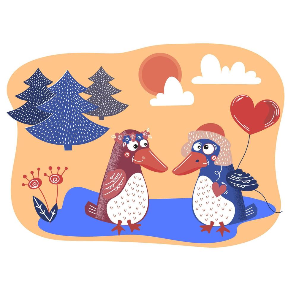 BIRD LOVE Valentine Day Party Animal Vector Illustration Set 20196232 ...