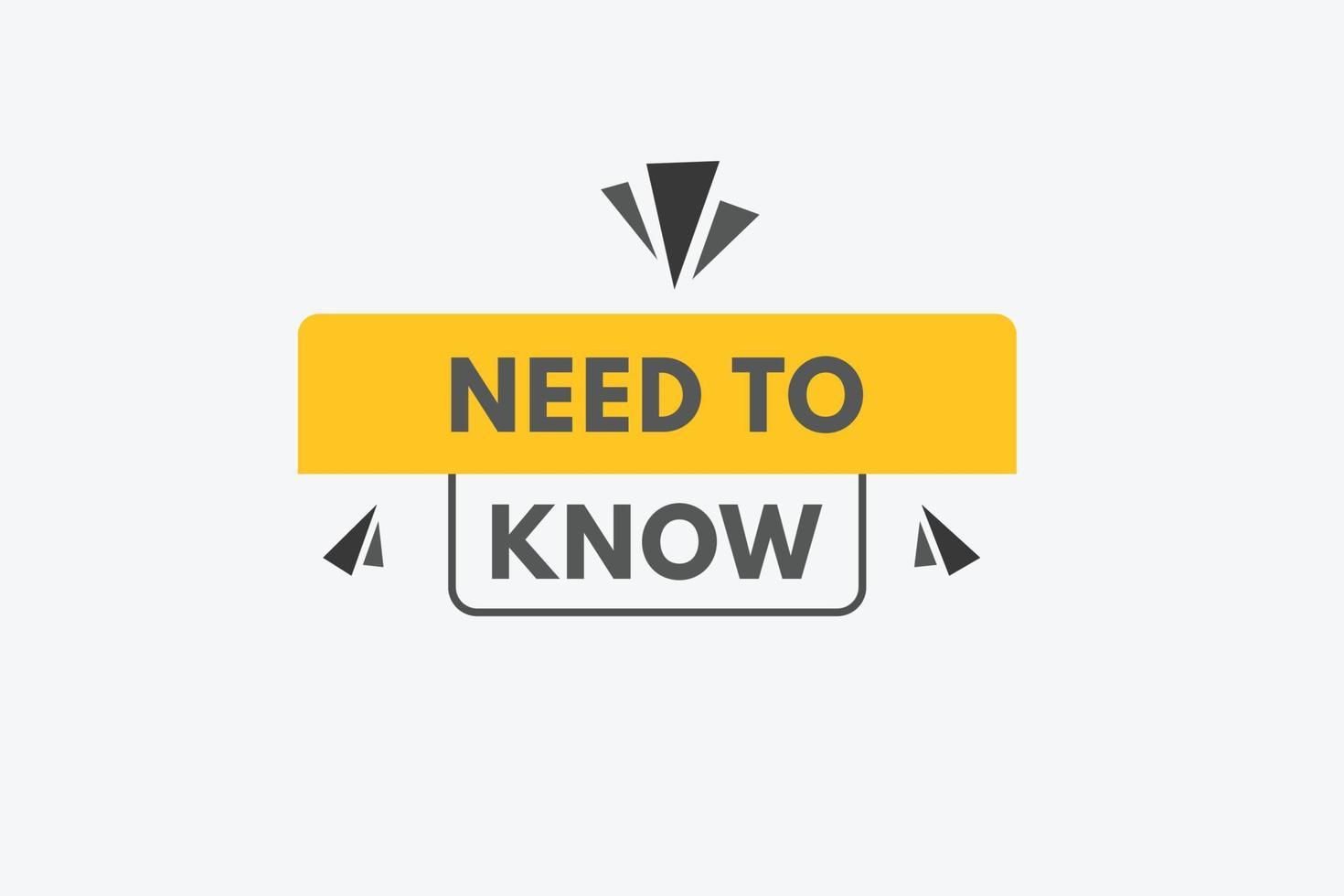 Need To Know text Button. Need To Know Sign Icon Label Sticker Web ...