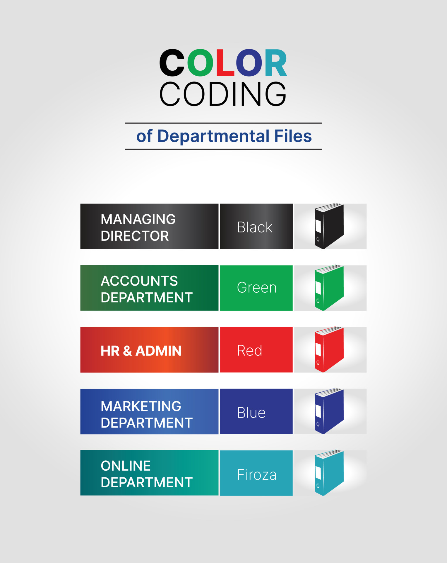 Color Coding Of Department Files Folders 20199619 Vector Art At Vecteezy
