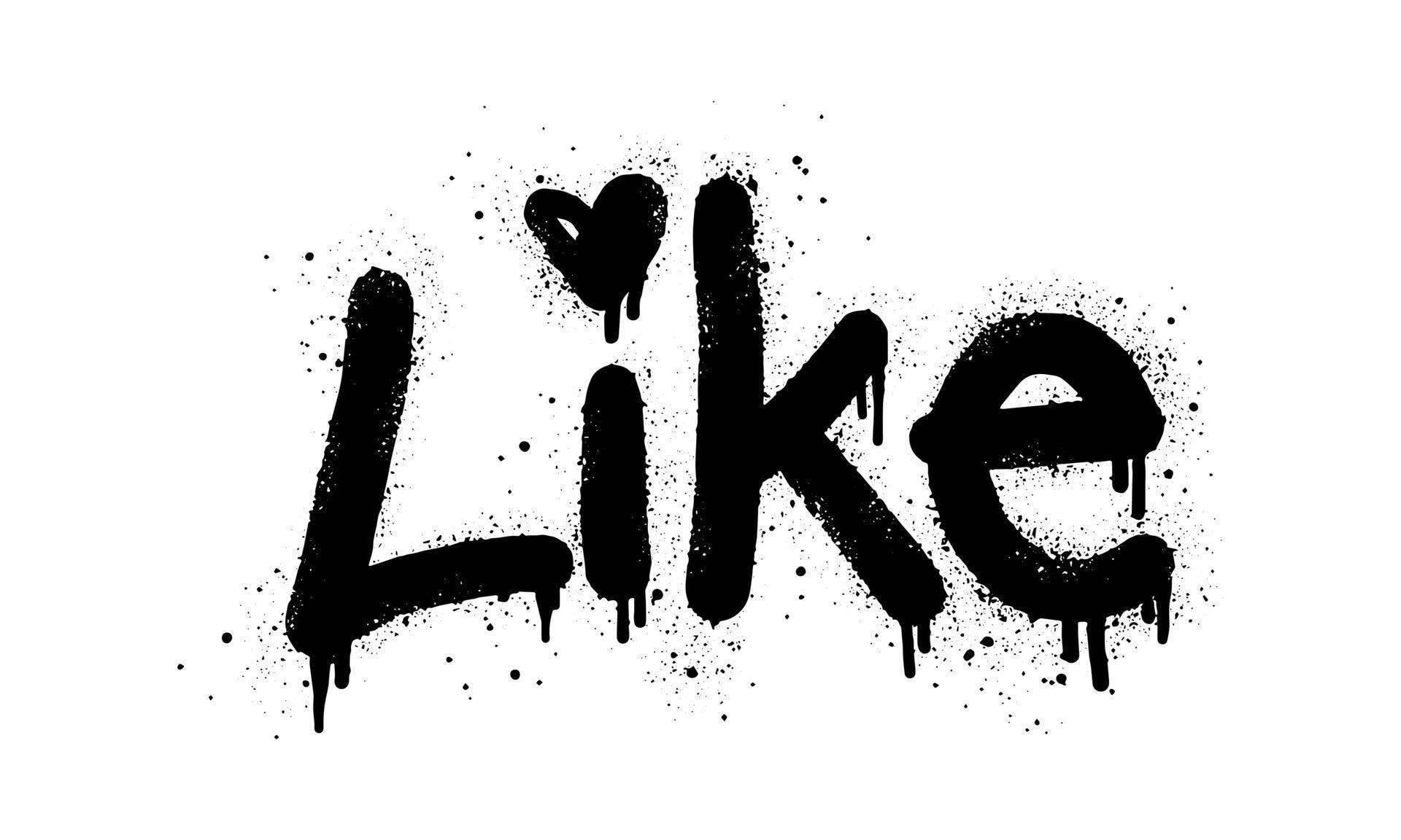 Spray painted graffiti like word in black over white. Drops of sprayed ...