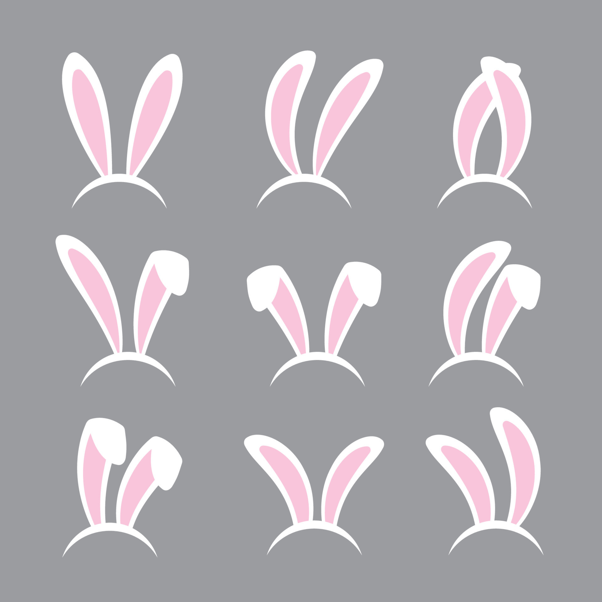 Rabbit ears headband set. Easter bunny ears isolated on background ...