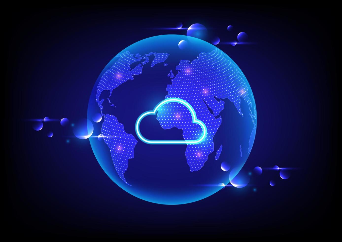 Abstract Futuristic 3d World Globe With Cloud Computing Technology