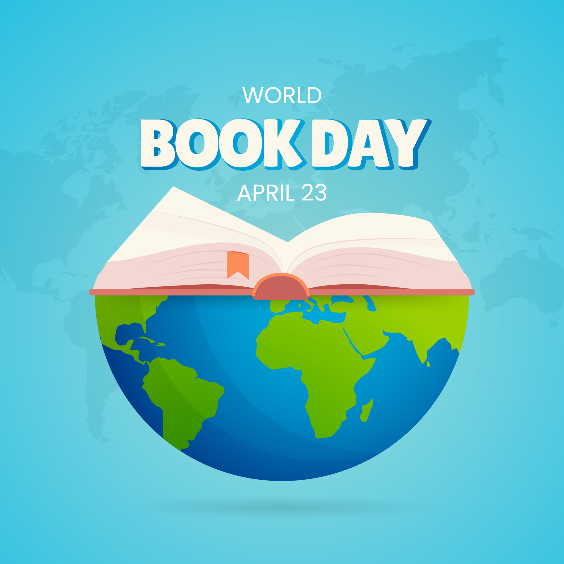 World book day April 23 with opened book and globe illustration ... World book day April 23 with opened book and globe illustration ...