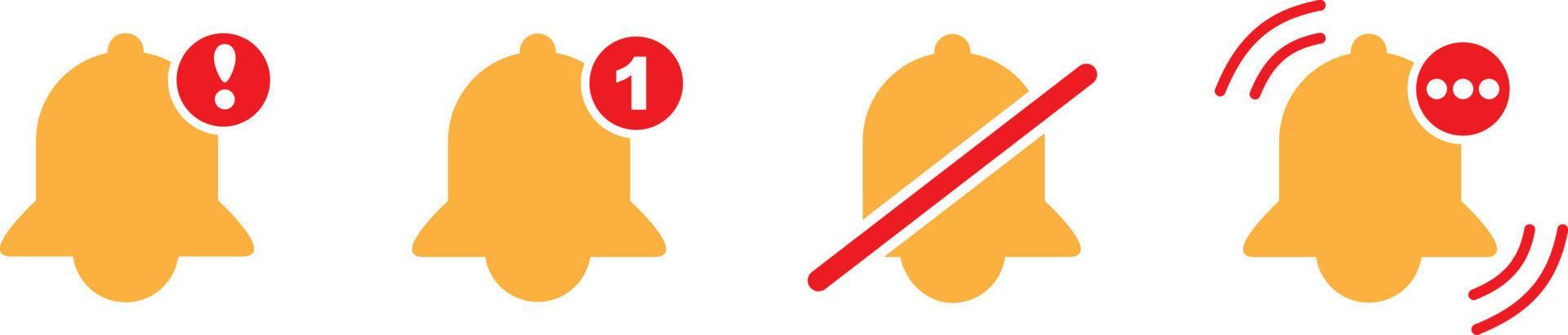 Notification bell icon set. Vector ringing bell icon and notification ...