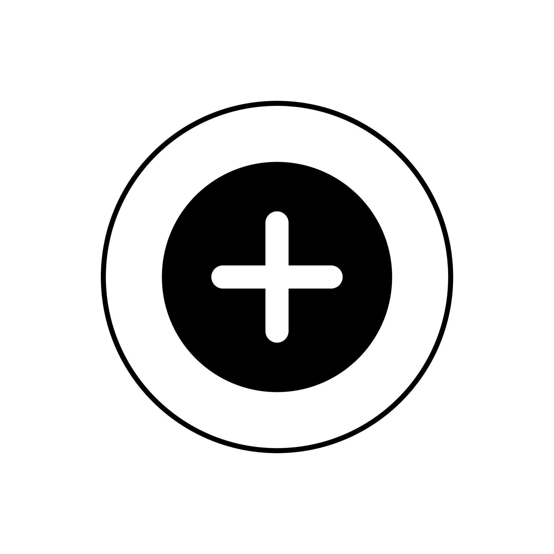 Add button, plus icon vector isolated on circle line background ...