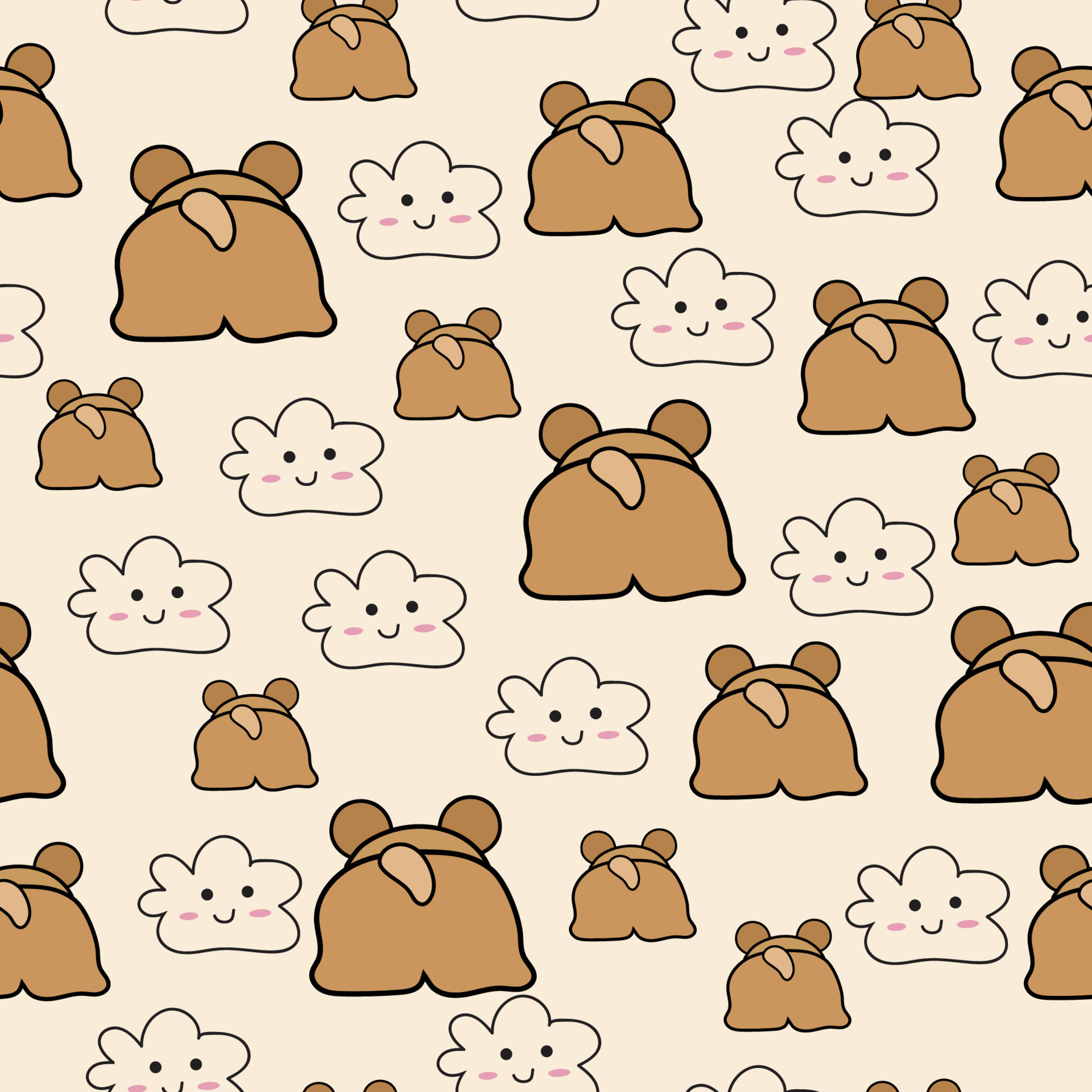 Vector Cute Brown Bear Seamless Pattern 20216188 Vector Art At Vecteezy
