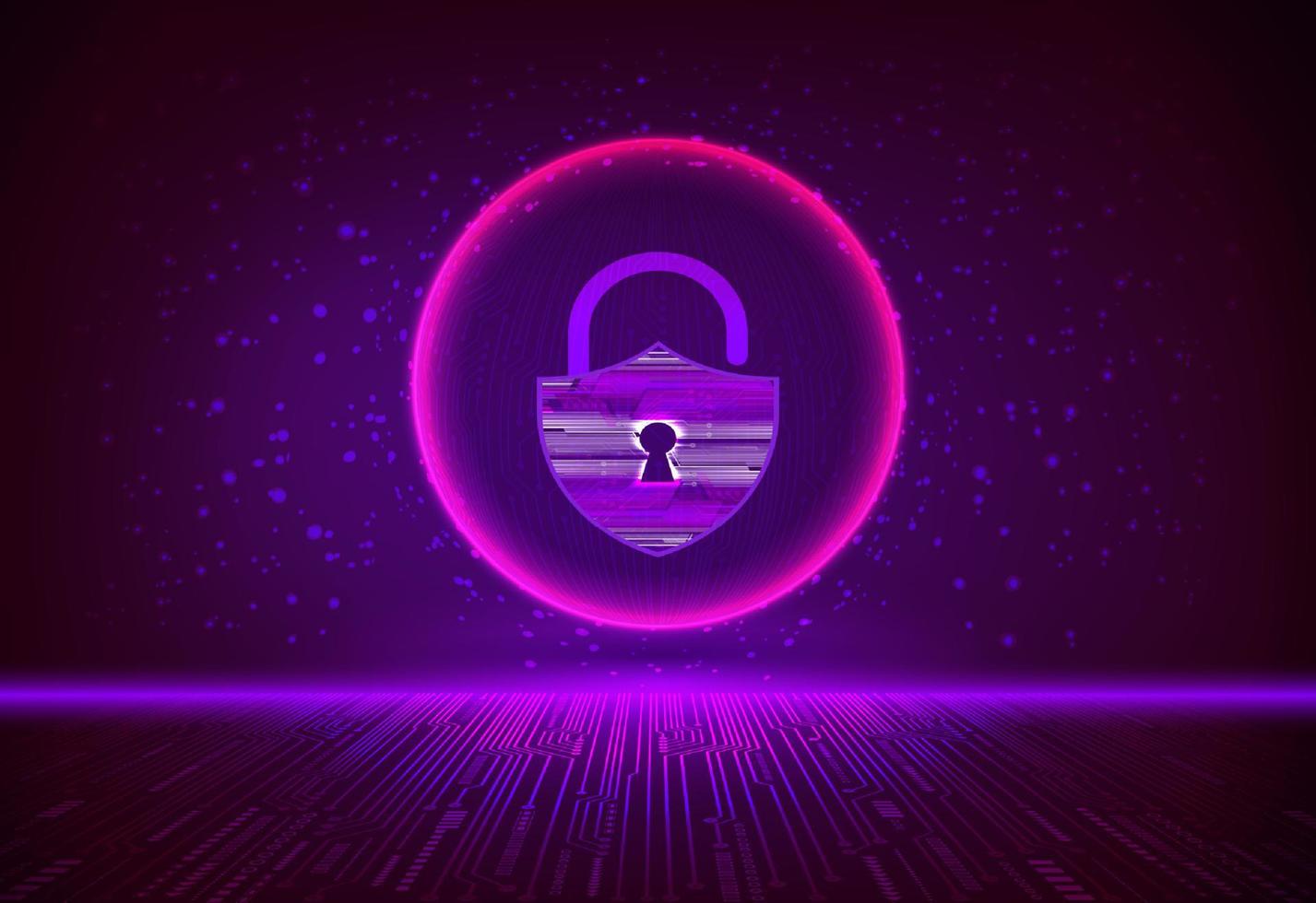 Modern Cybersecurity Technology Background With Padlock 20219404 Vector