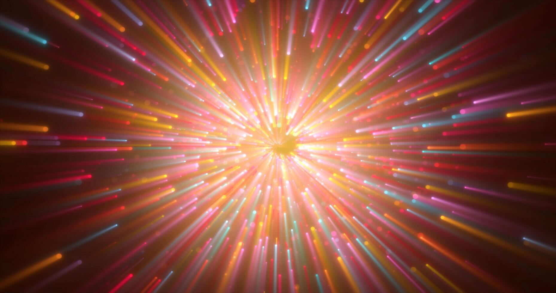 Abstract spiral tunnel of beautiful flying glowing magical particles bokeh circles of ...