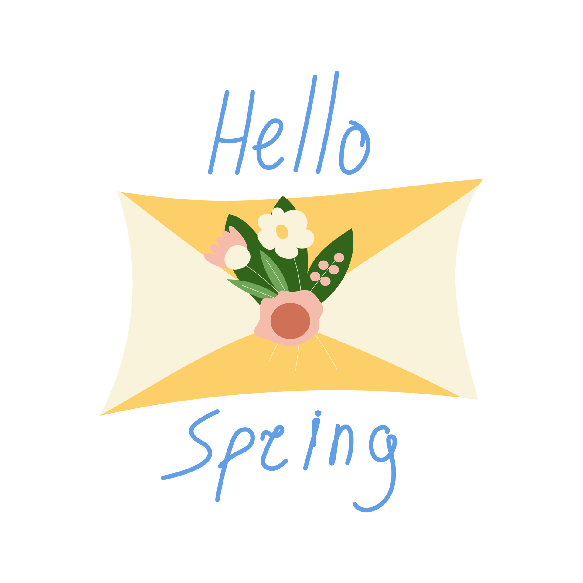 Letter Hello Spring with flowers. Spring greeting 20229296 Vector Art ...