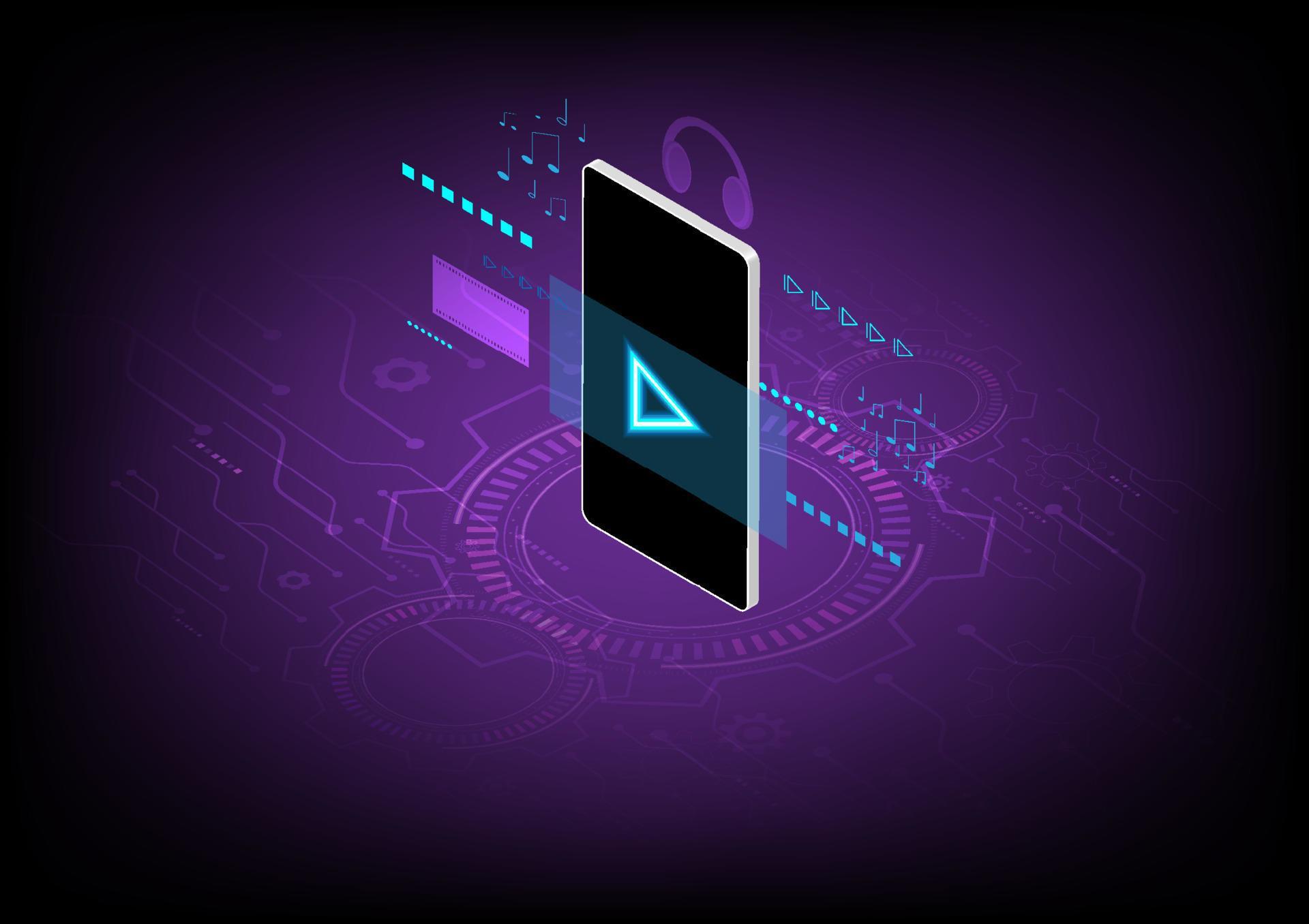 Abstract background technology mobile phone 3d isometric angle play ...