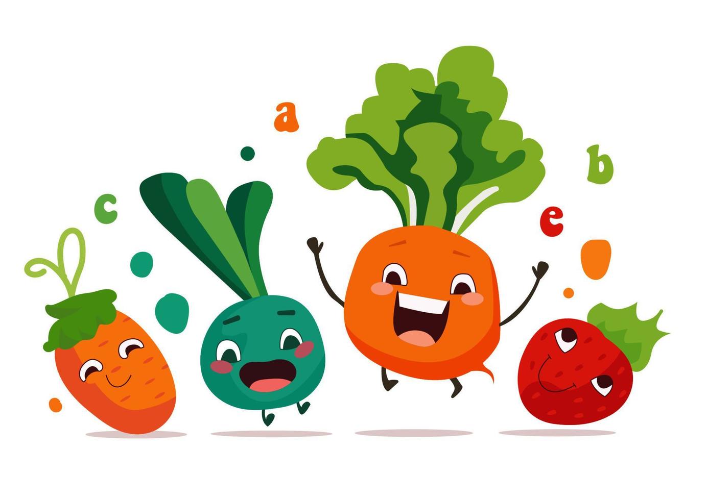 Cute Cartoon Vegetables With Faces