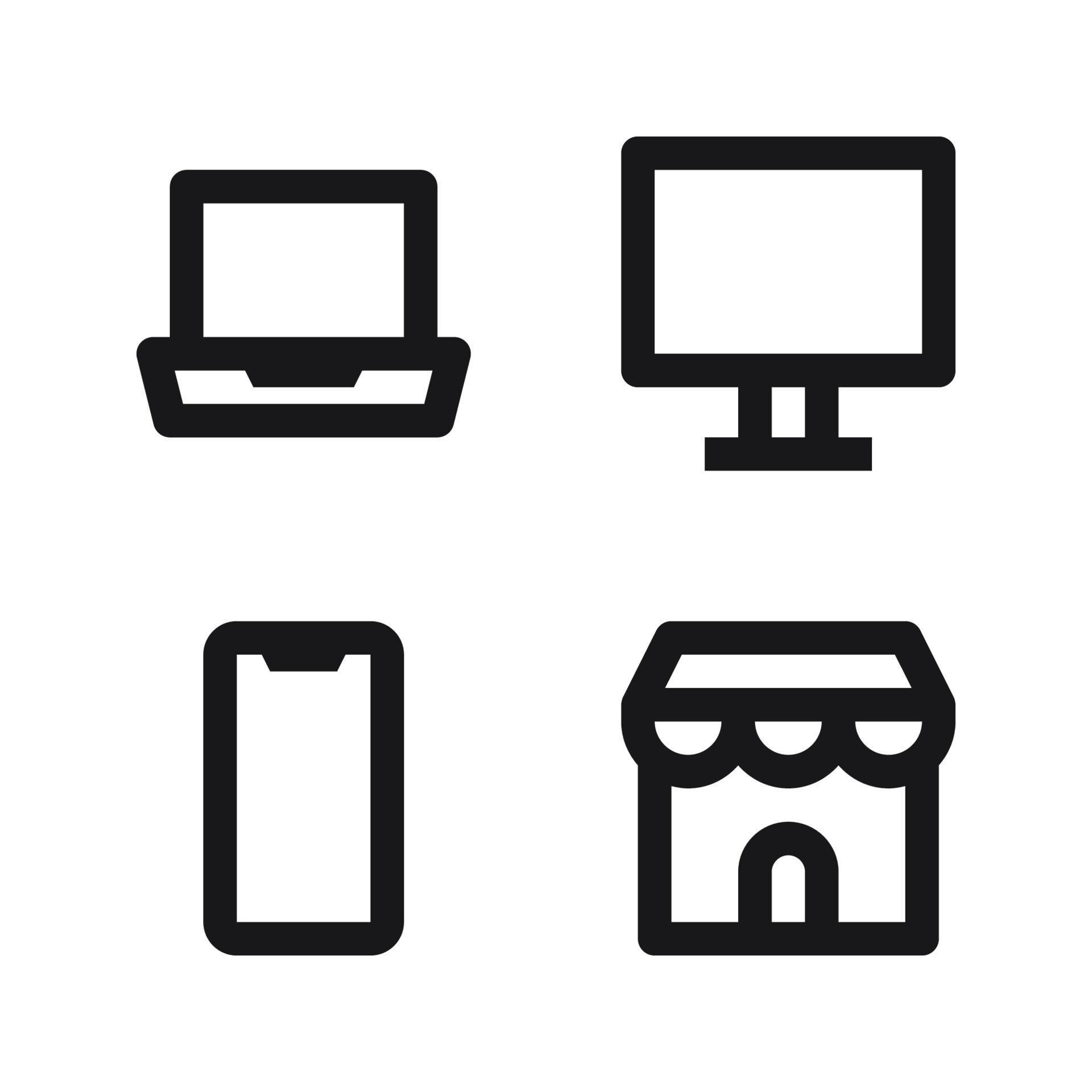 User Interface Icons Set. Laptop, monitor, smartphone, store. Perfect ...