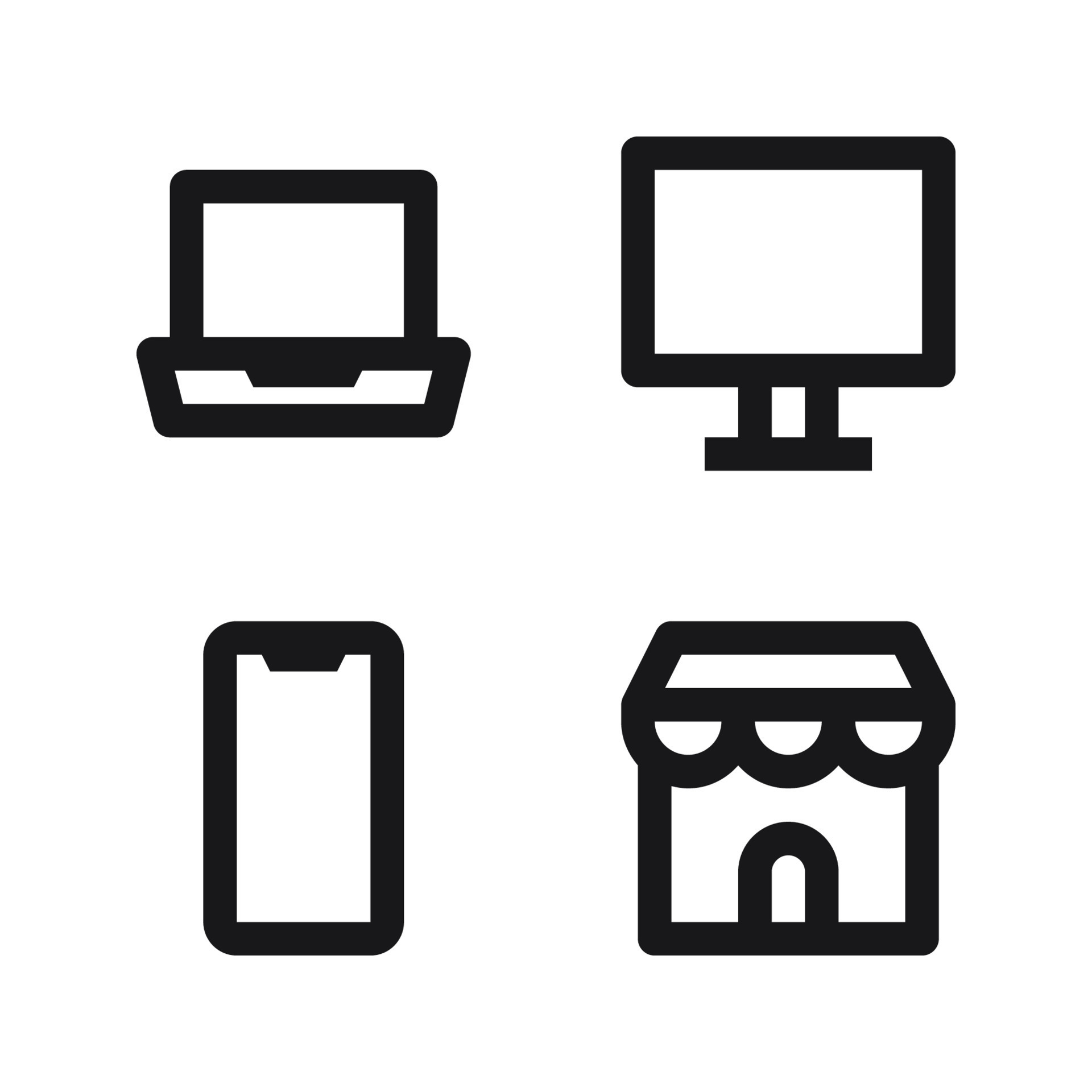 User Interface Icons Set Laptop Monitor Smartphone Store Perfect For Website Mobile App