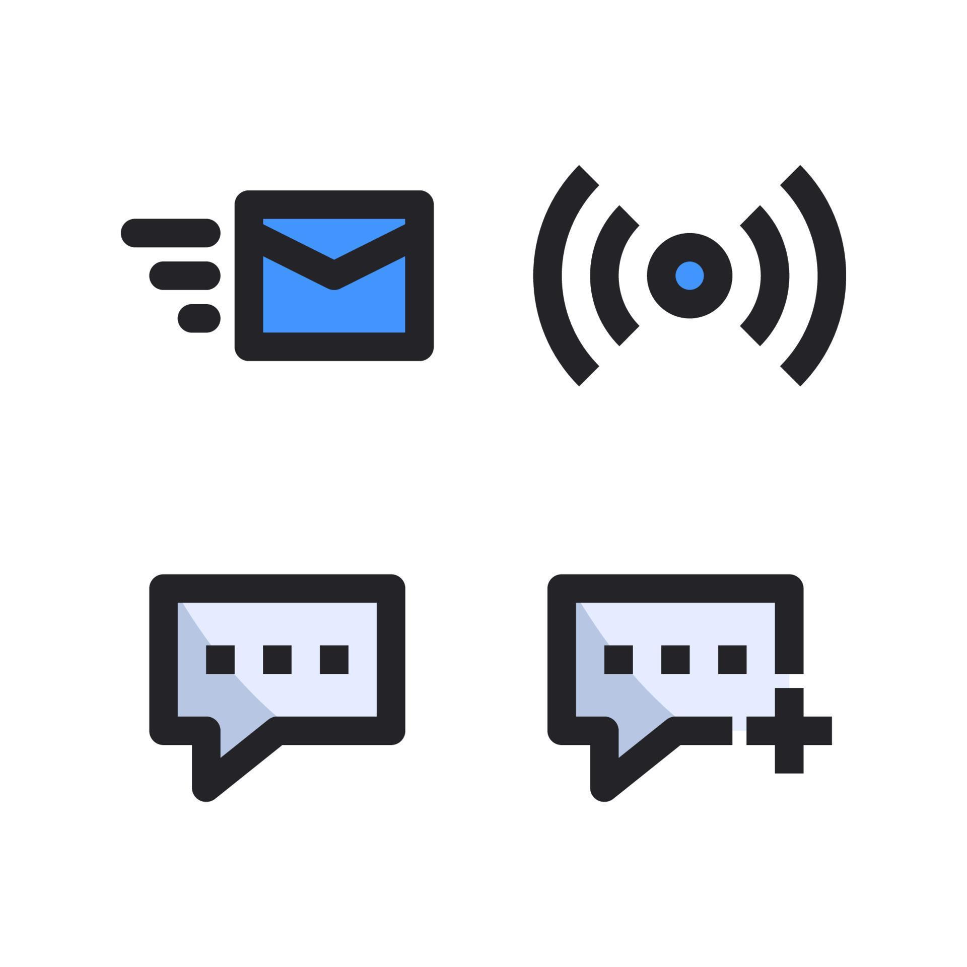 User Interface Icons Set Send Email Signal Comment Add Comment Perfect For Website Mobile