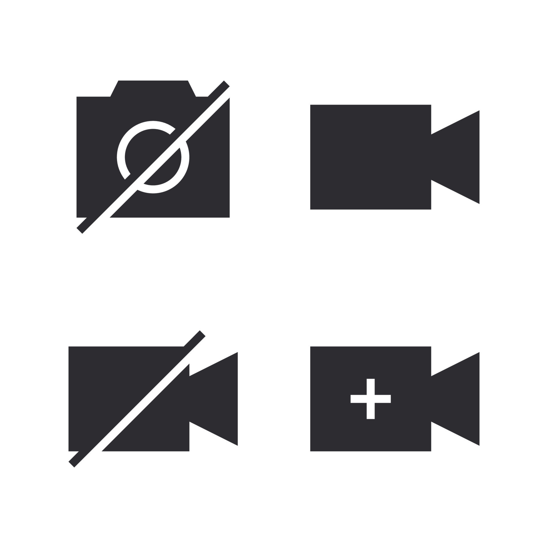 User Interface Icons Set No Camera Video No Video Add Video Perfect For Website Mobile App