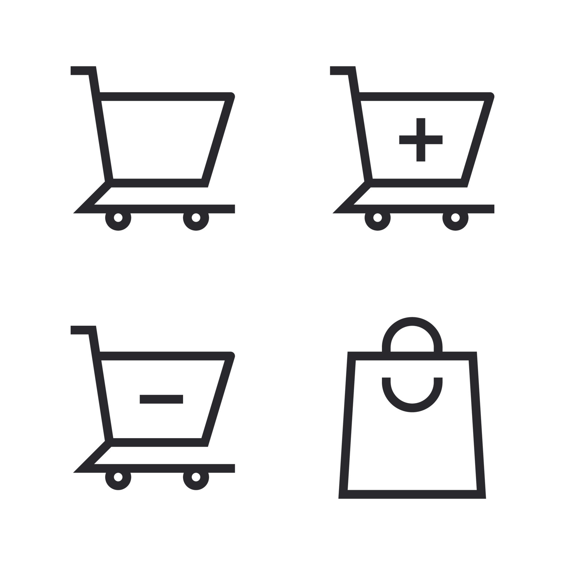 User Interface Icons Set Shopping Cart Add Trolley Delete Trolley Shopping Bag Perfect For