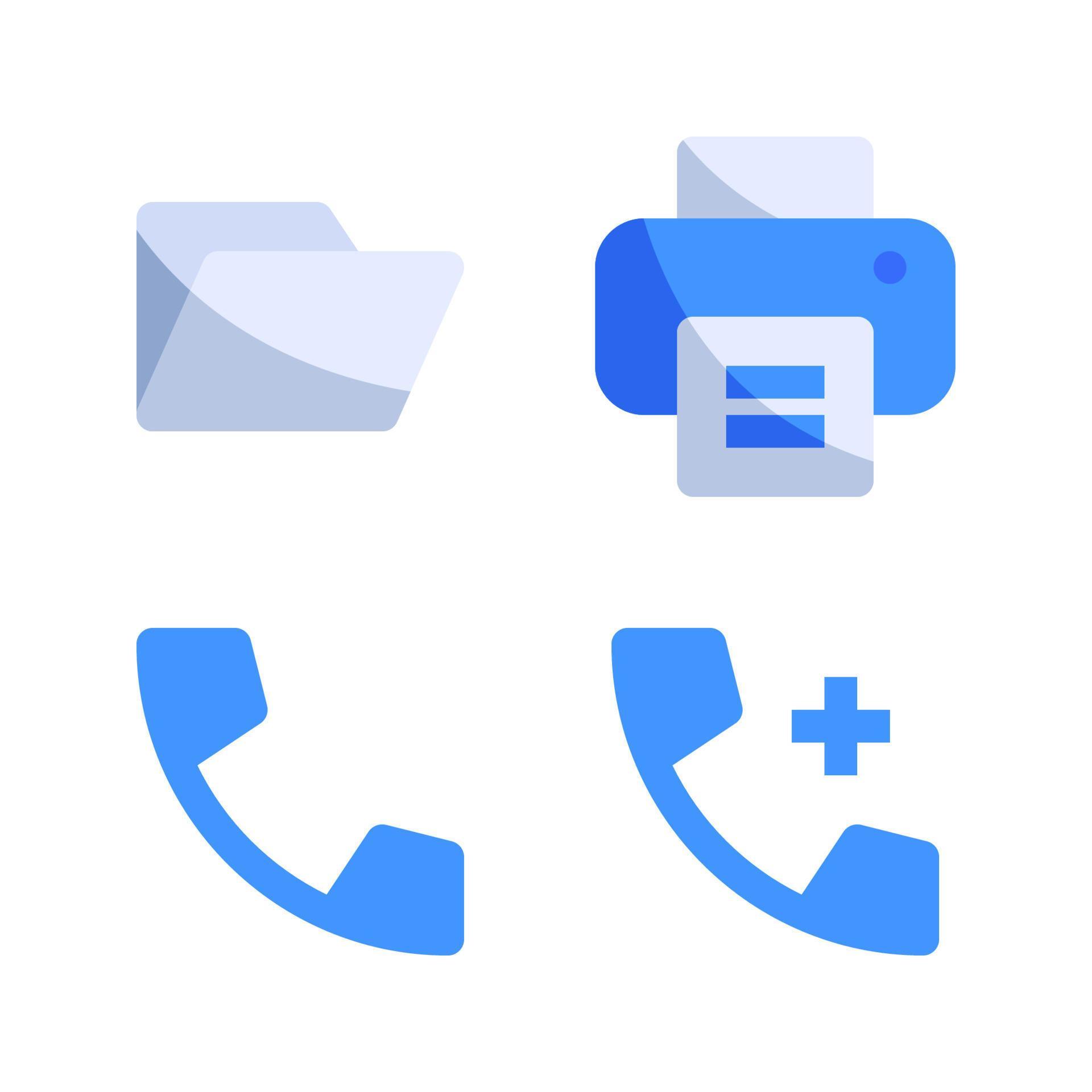 User Interface Icons Set Open Folder Printer Telephone Add Telephone Perfect For Website