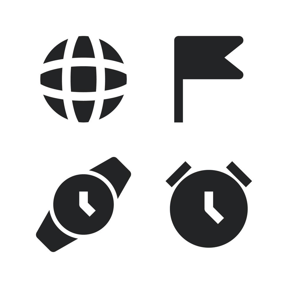User Interface Icons Set Browser Flag Wristwatch Stopwatch Perfect For Website Mobile App