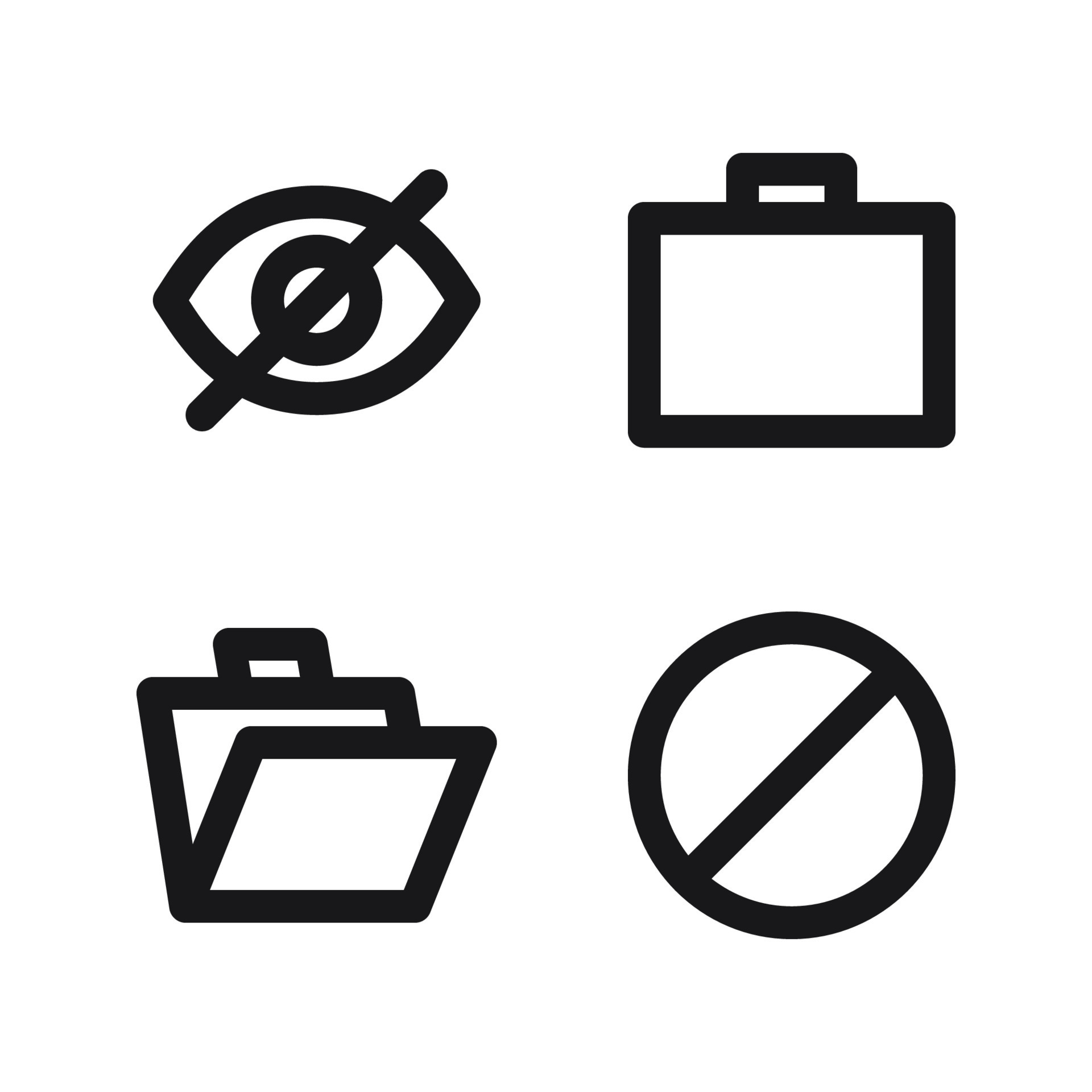 User Interface Icons Set Hide Briefcase Open Bag Disable Perfect For Website Mobile App