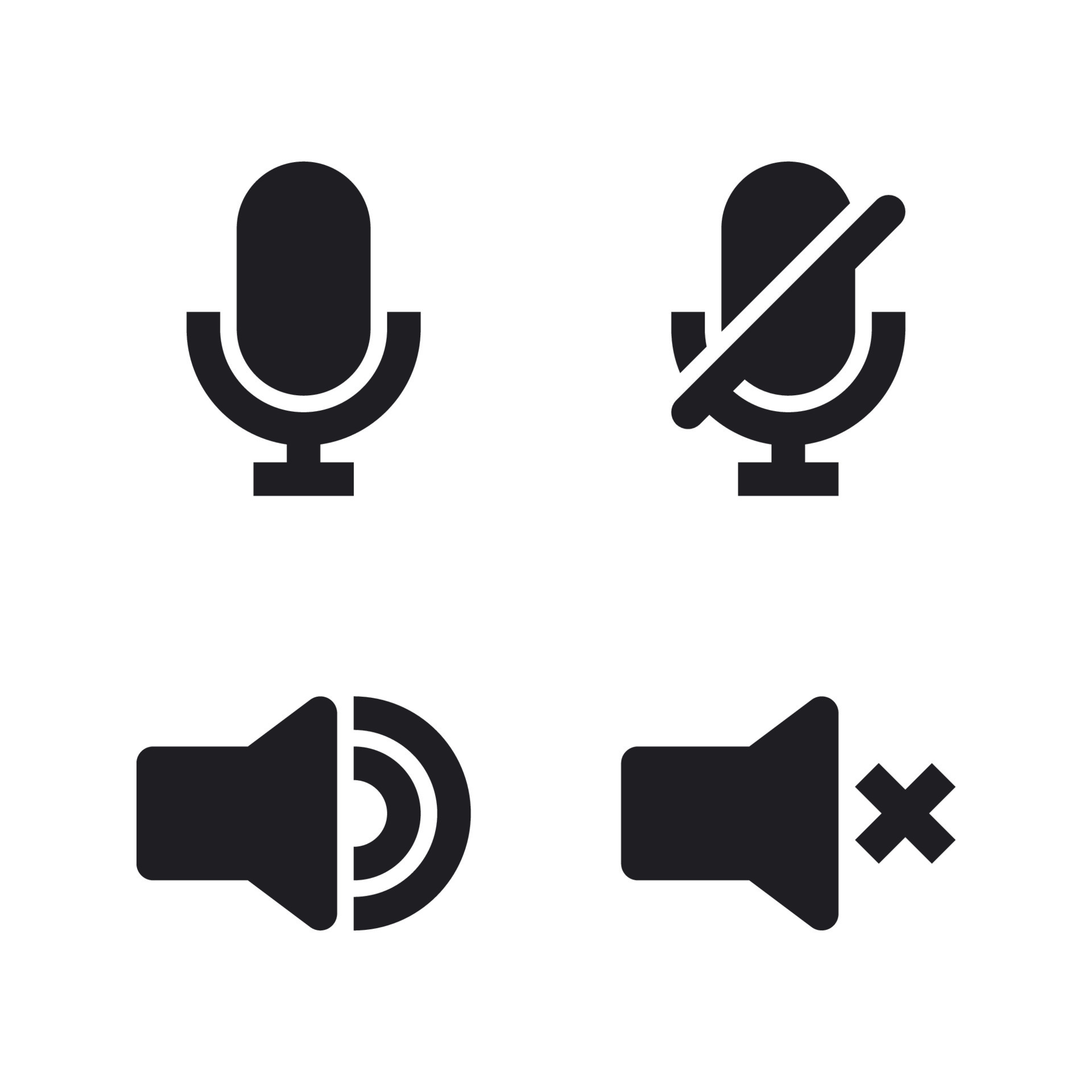 User Interface Icons Set Microphone Mute Audio Silent Perfect For Website Mobile App App