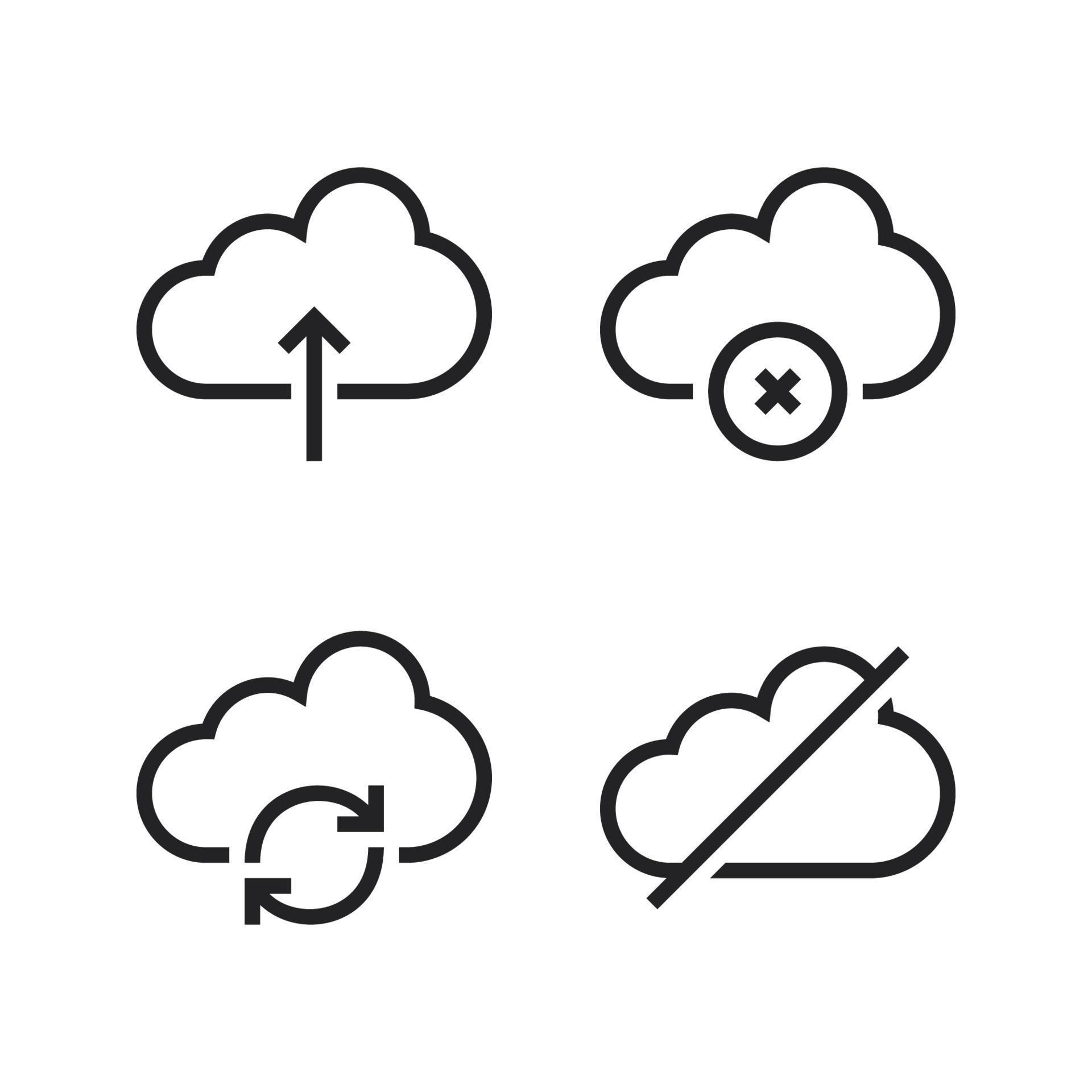 User Interface icons set. Cloud upload, cancel, refresh, disabled. Perfect for website mobile ...