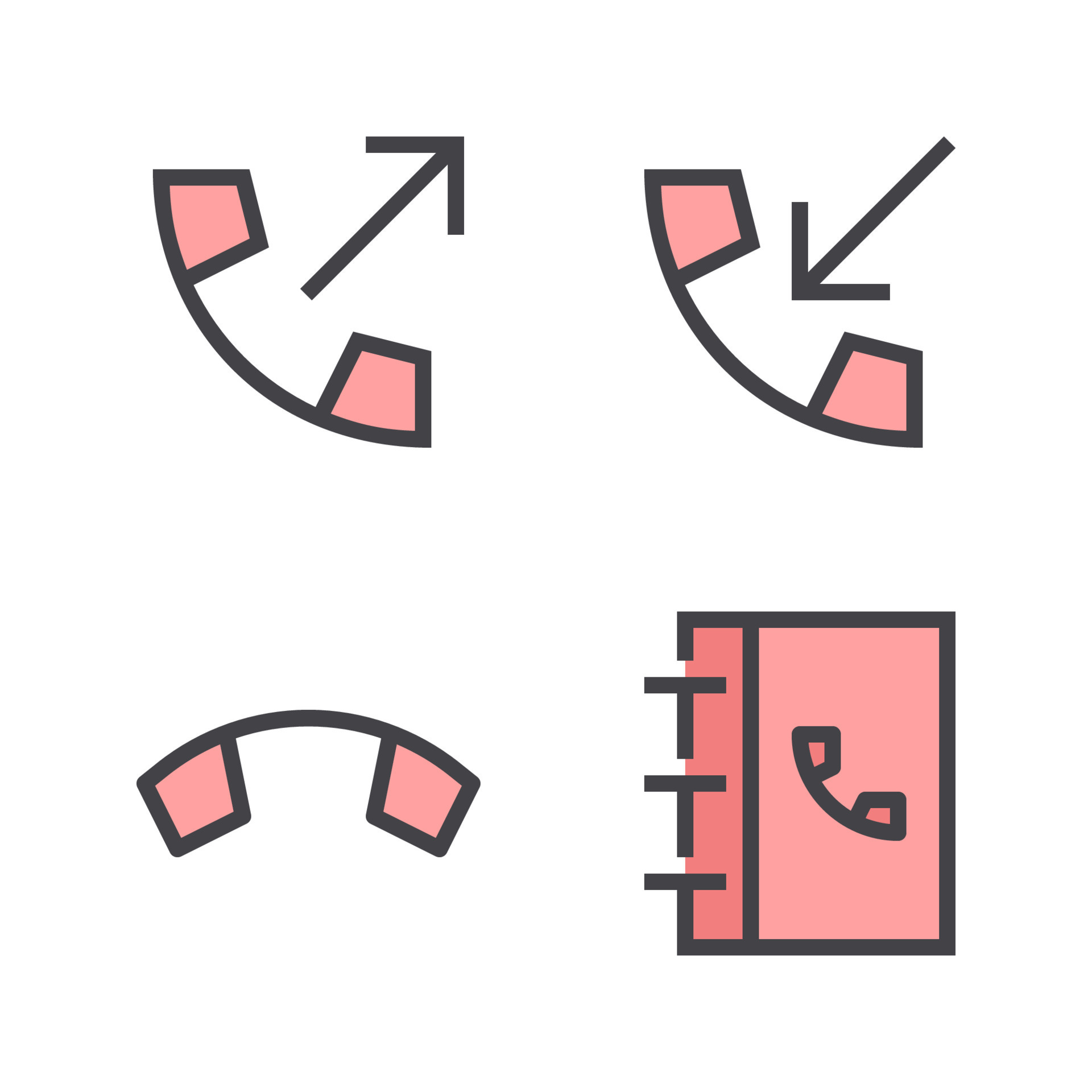 User Interface icons set. Outgoing, incoming, telephone, contact book. Perfect for website ...