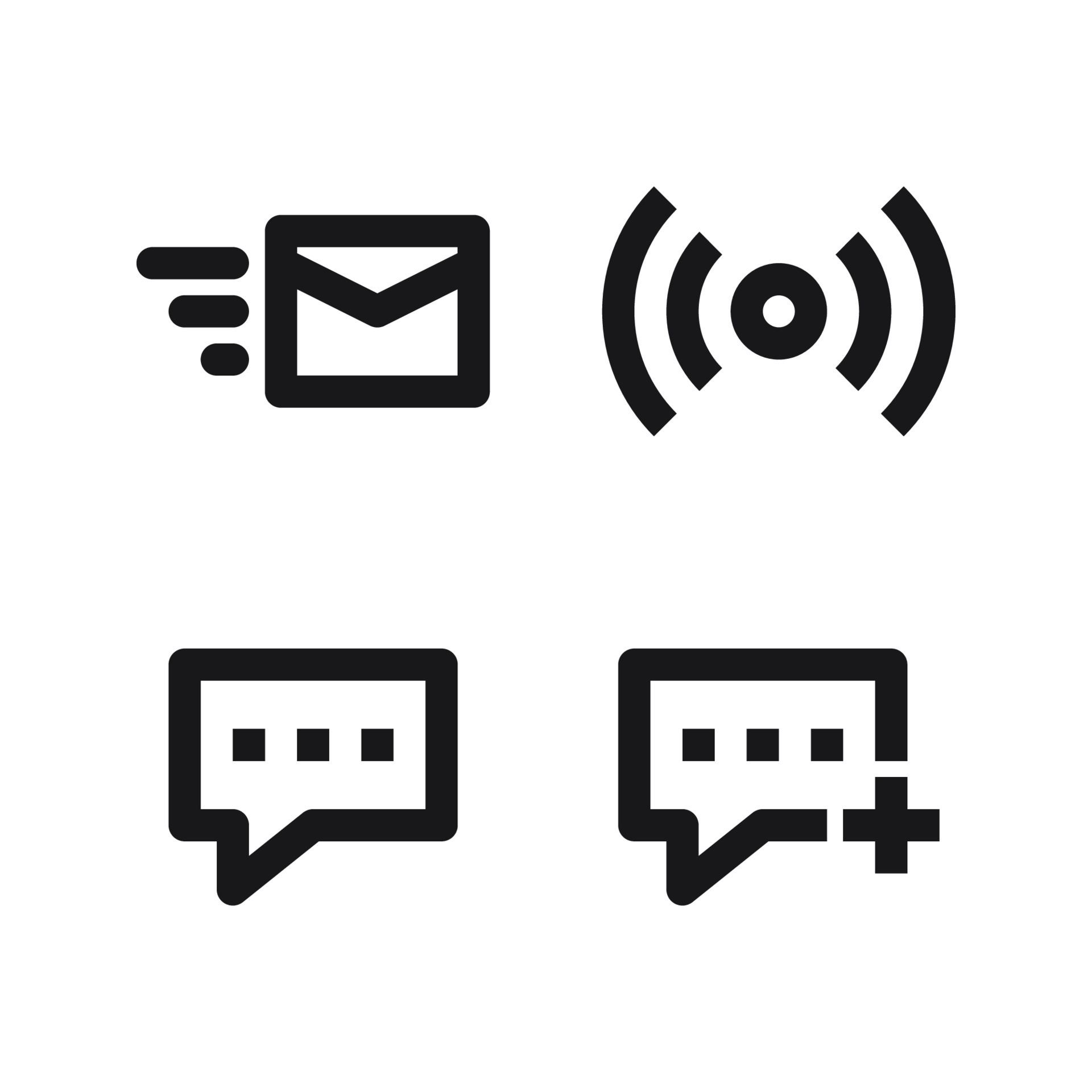 User Interface Icons Set Send Email Signal Comment Add Comment Perfect For Website Mobile