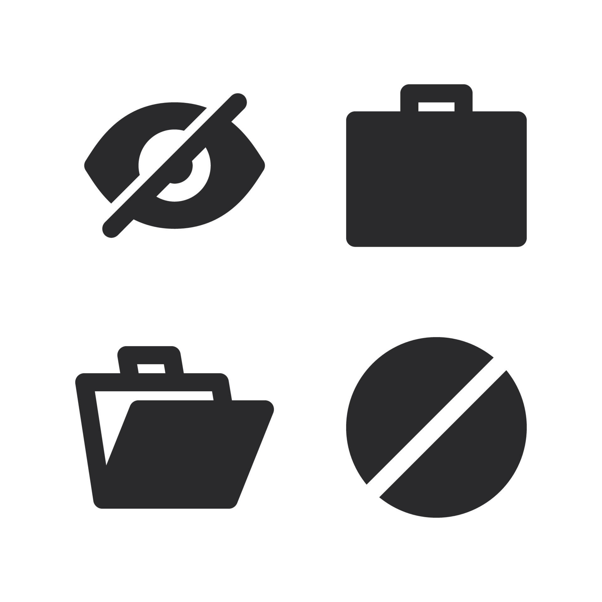 User Interface Icons Set. Hide, briefcase, open bag, disable. Perfect ... User Interface Icons Set. Hide, briefcase, open bag, disable. Perfect ...